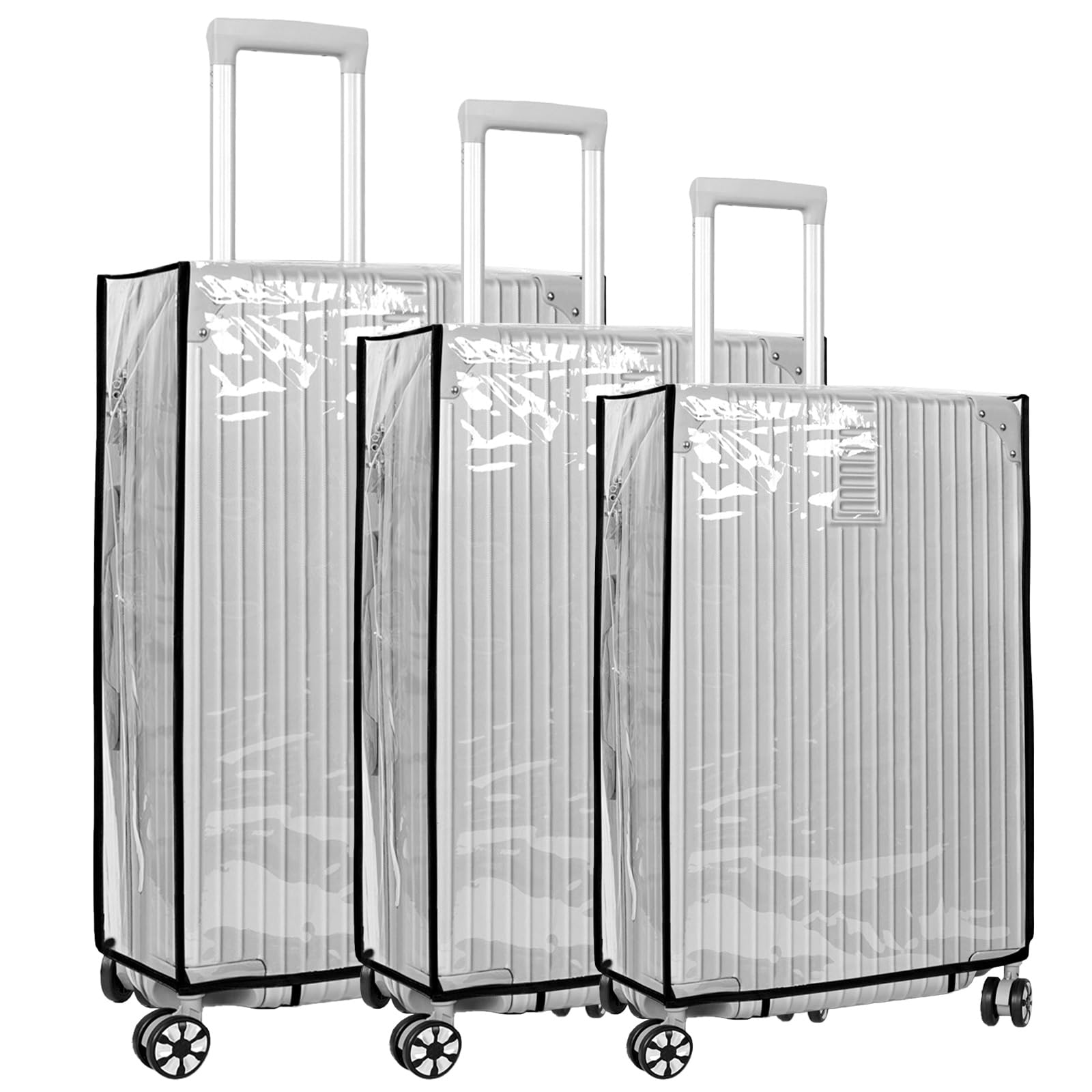 Amazon.com: 3 Pcs PVC Clear Luggage Cover Waterproof Clear Suitcase ...