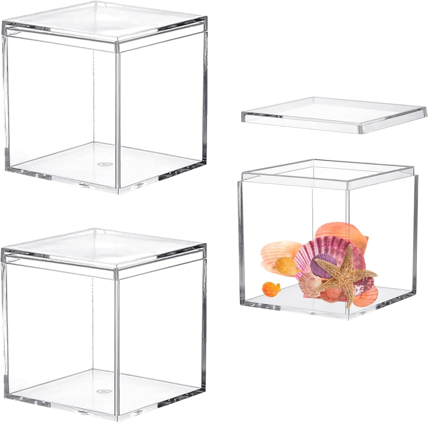 Amazon.com: LOVPLAY Acrylic Box 2 Pack 3x3x3 Inch Clear Square Cube ...