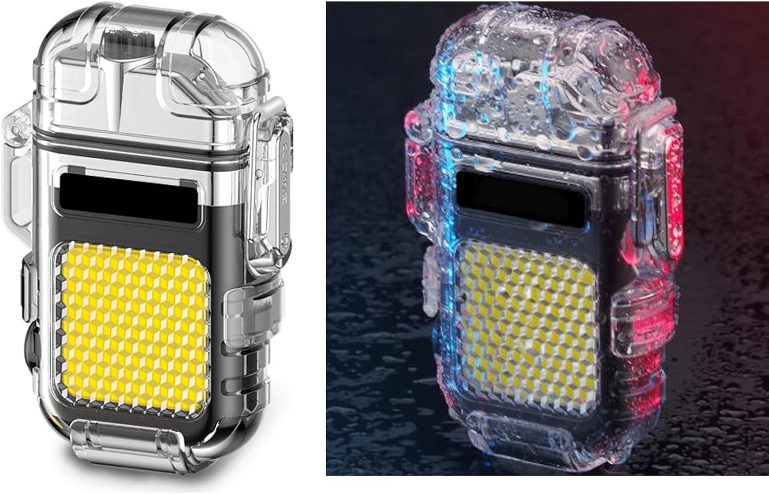 Jnfire Isqueiro 3 em 1, à prova d'água, recarregável, multifuncional, arco duplo, isqueiros ...