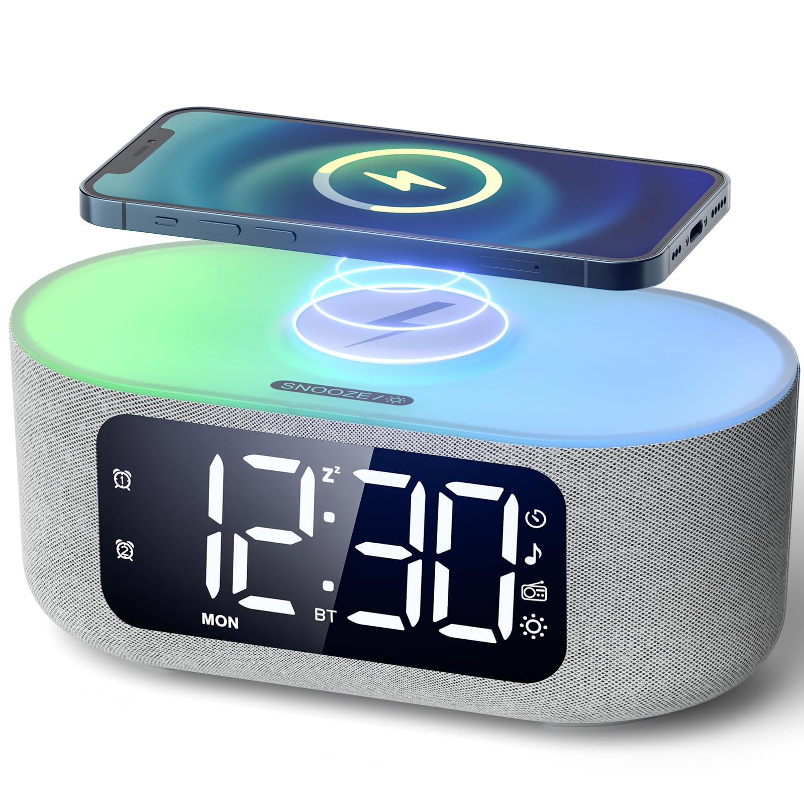 LIORQUE Radio Réveil Bluetooth avec Chargement sans Fil Qi 15W, Réveil ...