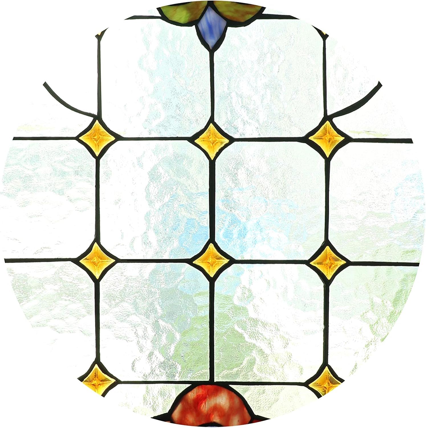 Yogoart Extra Large Horizontal Blue Victorian Stained Glass Window 4446