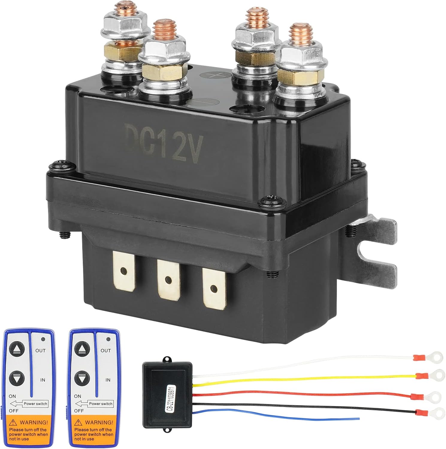 Amazon.com: 12V 250A Winch Solenoid Relay Contactor & 2pcs Winch Remote ...