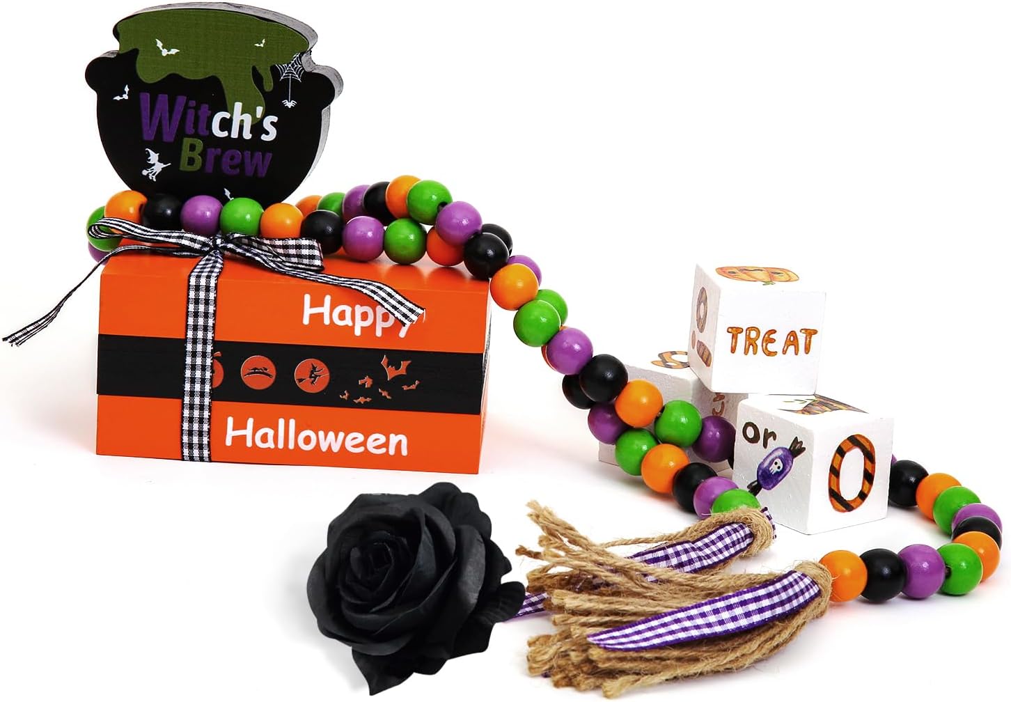 Amazon.com: Hocus Pocus Halloween Decorations - 9 Pcs: Wooden Faux Book ...