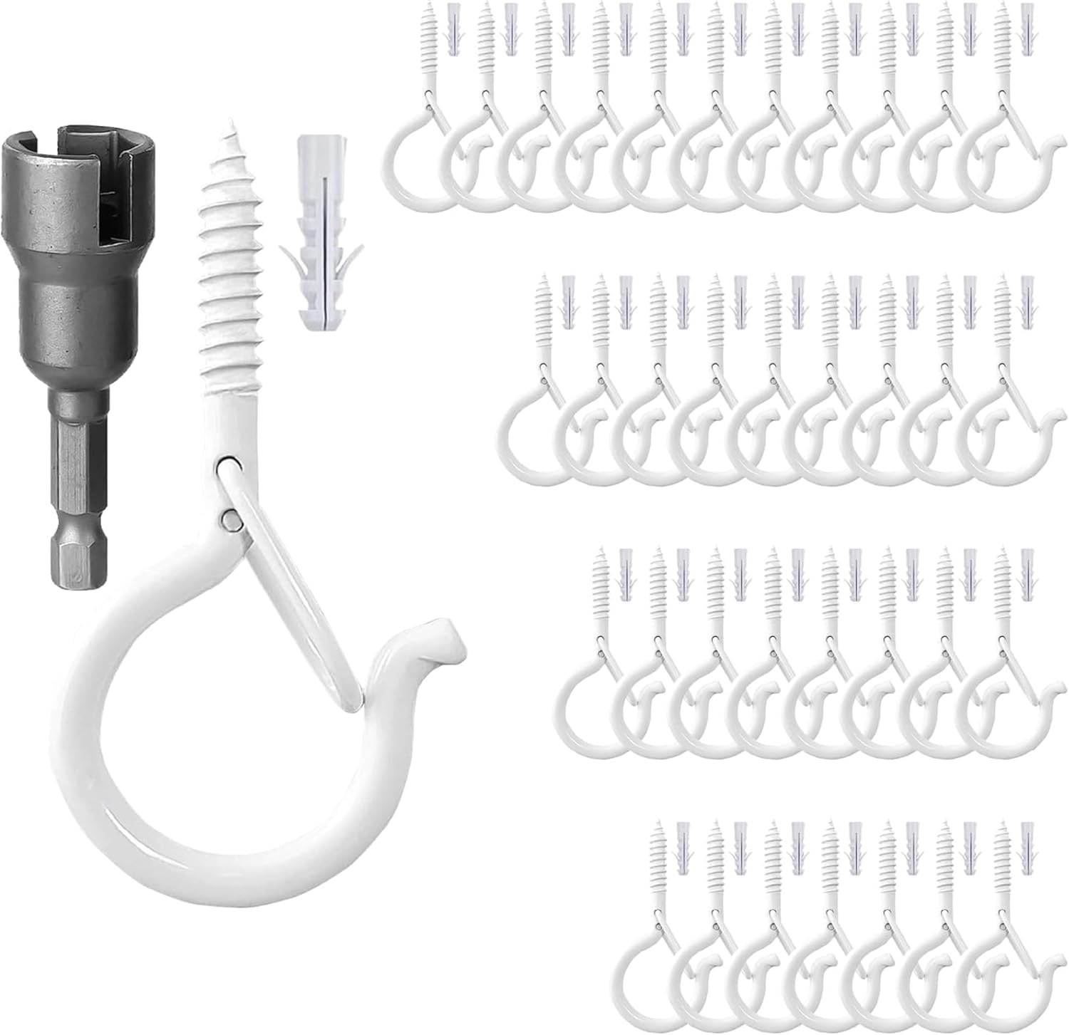 Amazon.com: Etoolia 36 Pcs Q Hanger Hooks with Safety Buckle & Drill ...