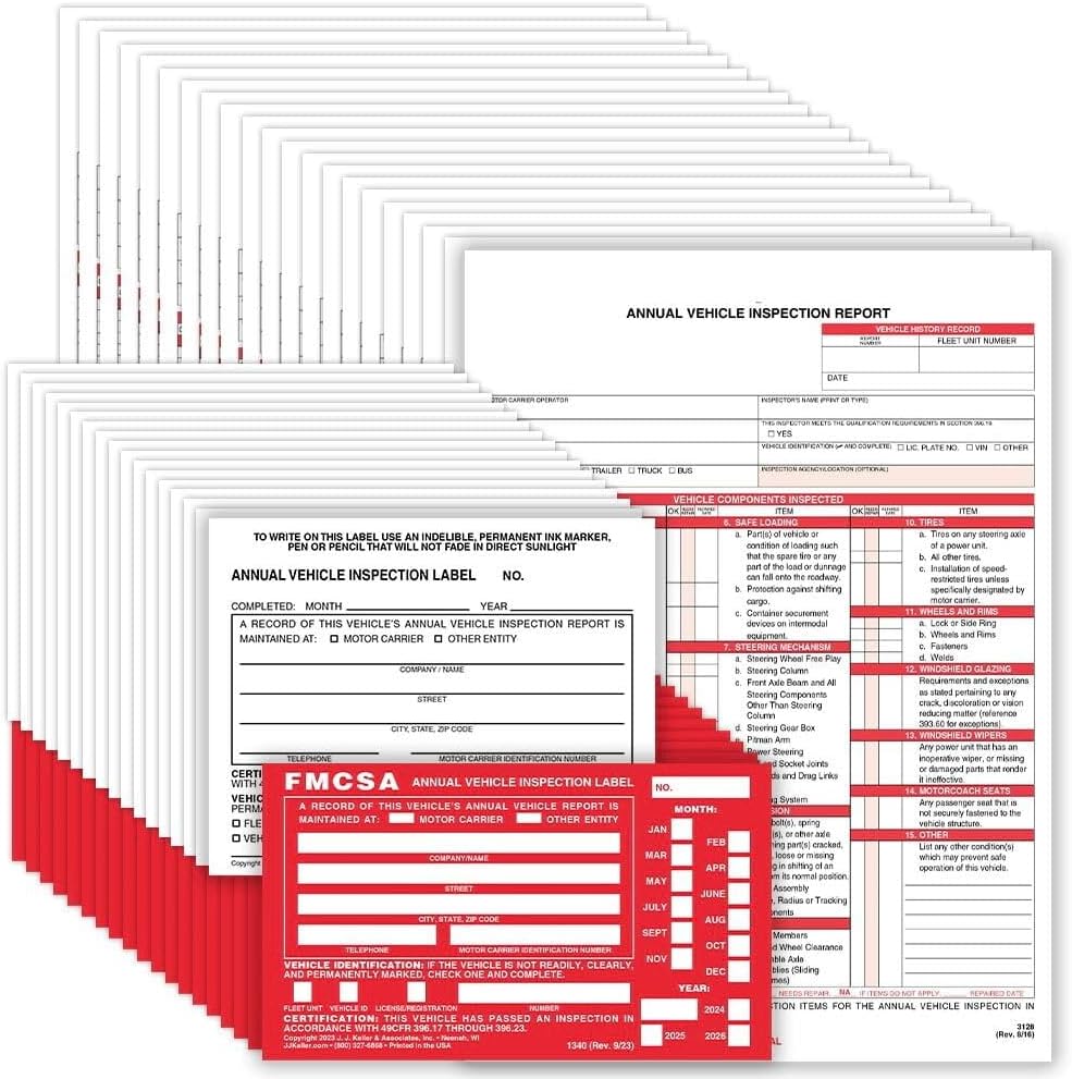 Amazon.com : J. J. Keller 50-Pack, Annual Vehicle Inspection Report ...