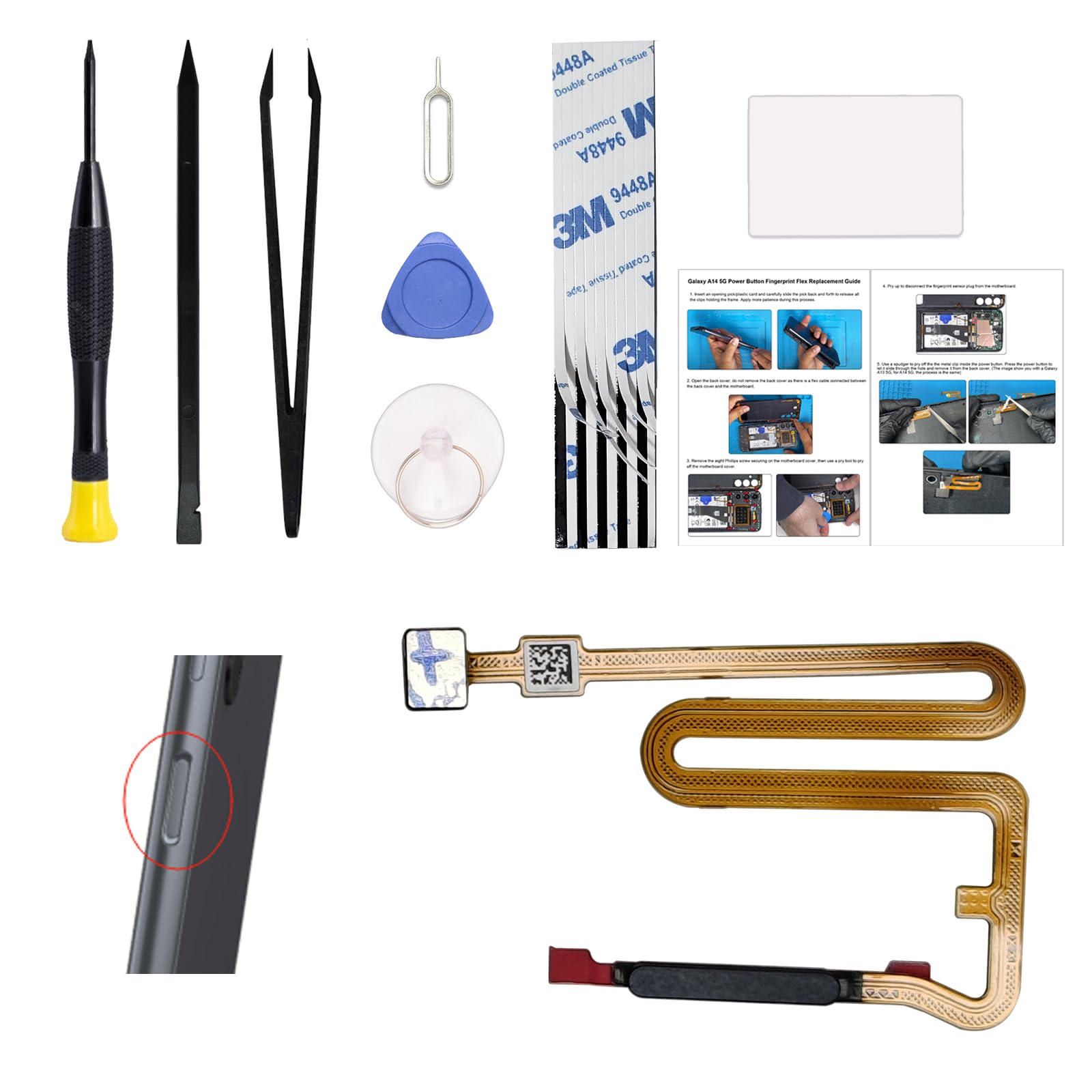 Amazon.com: for Galaxy A14 5G Power Button & Fingerprint Flex ...