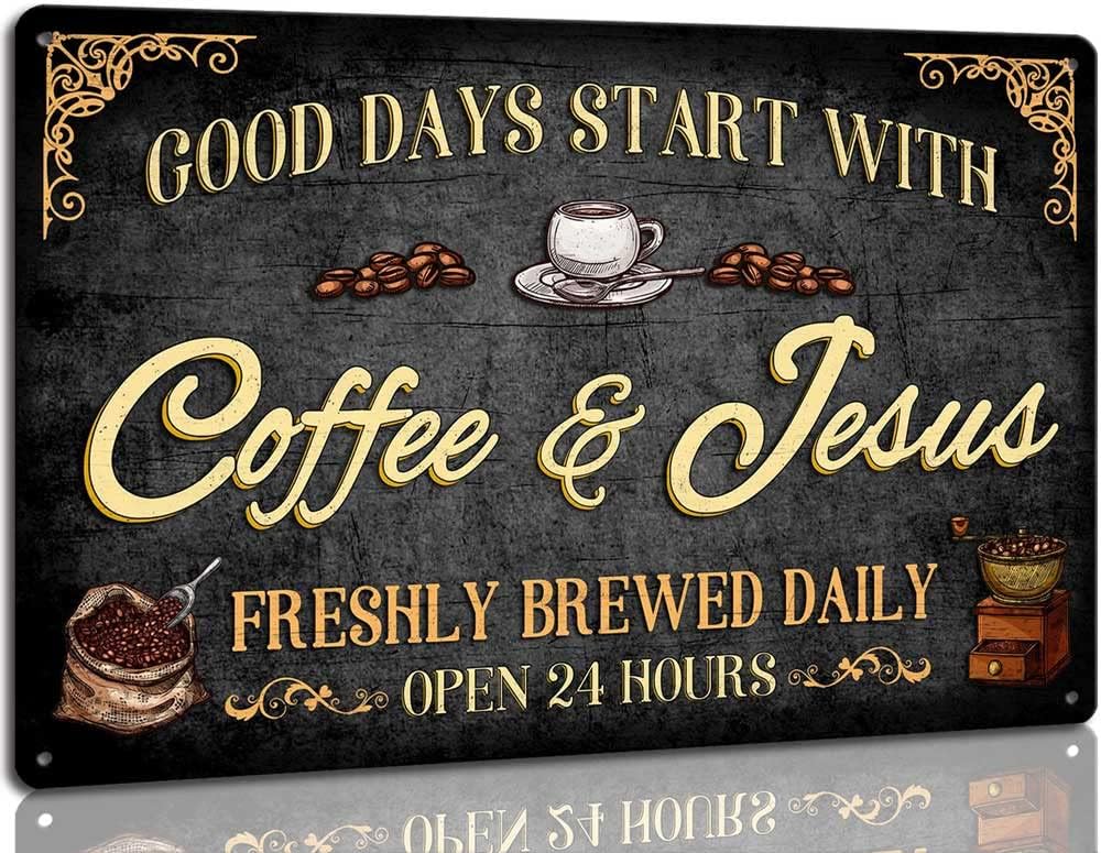 Amazon.com: Vintage Metal Plaque Sign - Good Days Start with Coffee ...