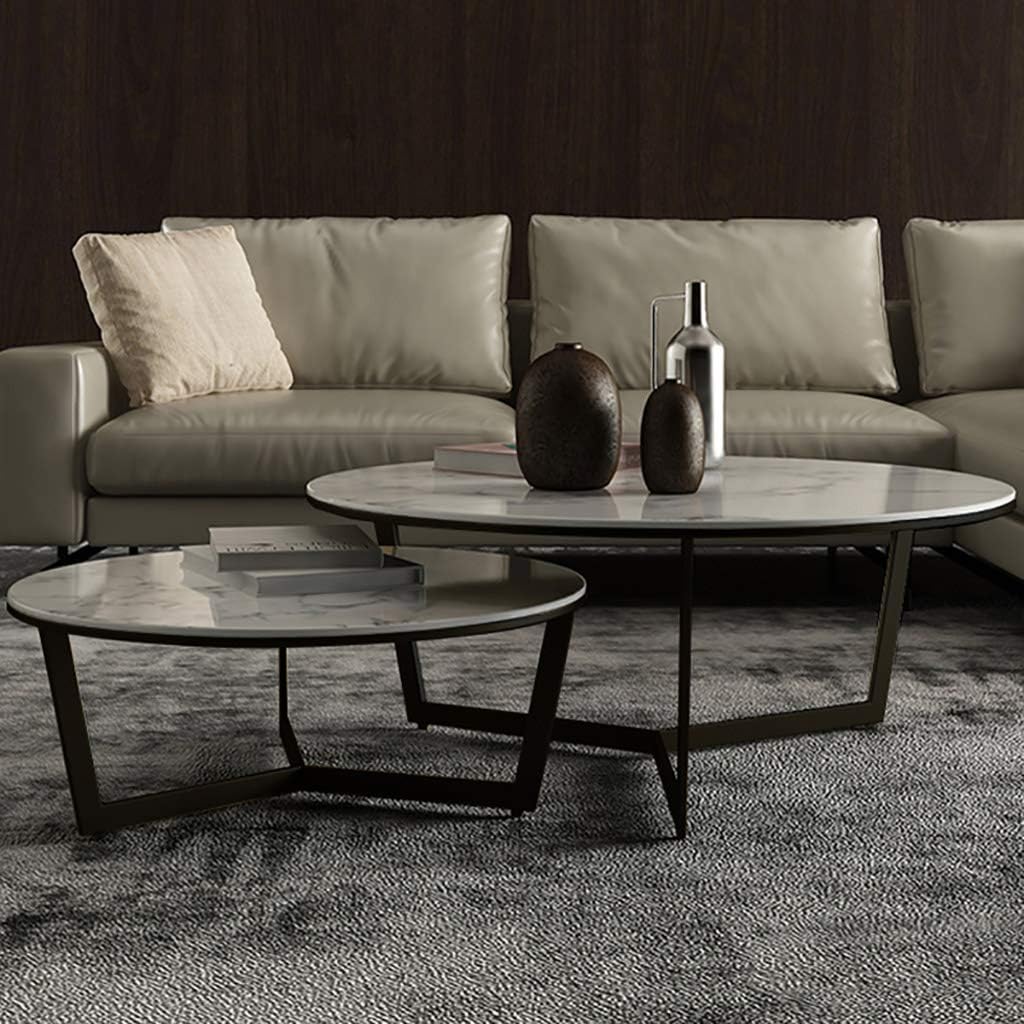 Amazon.com: Set of 2 Side Tables, Metal Frames, Round End Side Table ...