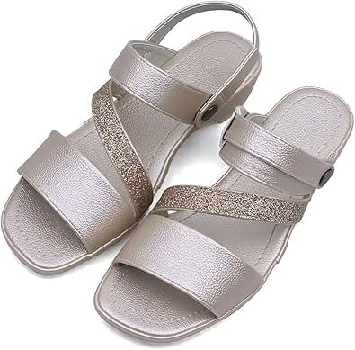 Amazon | [REFRESH WALK] リフレッシュウォーク コンフォートサンダル レディース バックバンド 2WAYストラップ オープントゥ ラメ 屈曲 軽量 | ファッションサンダル