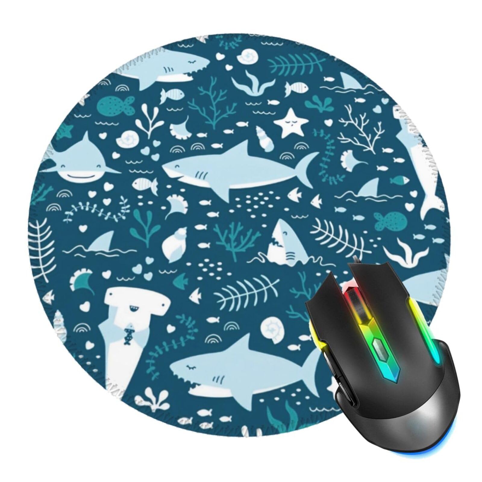 Amazon.com: Cute Shark Mouse Pad, Fish Mouse Pads for Desk, Stitched ...