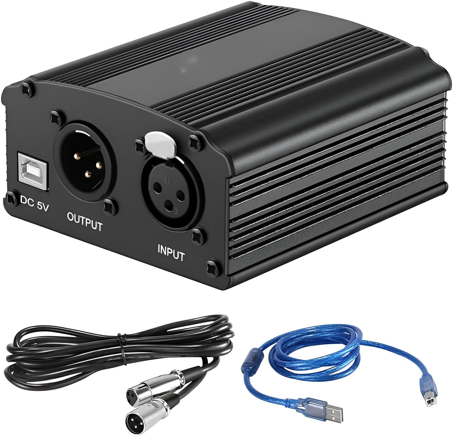 Powerpak 48V Phantom Power Supply with USB Cable & XLR Cable for Any ...