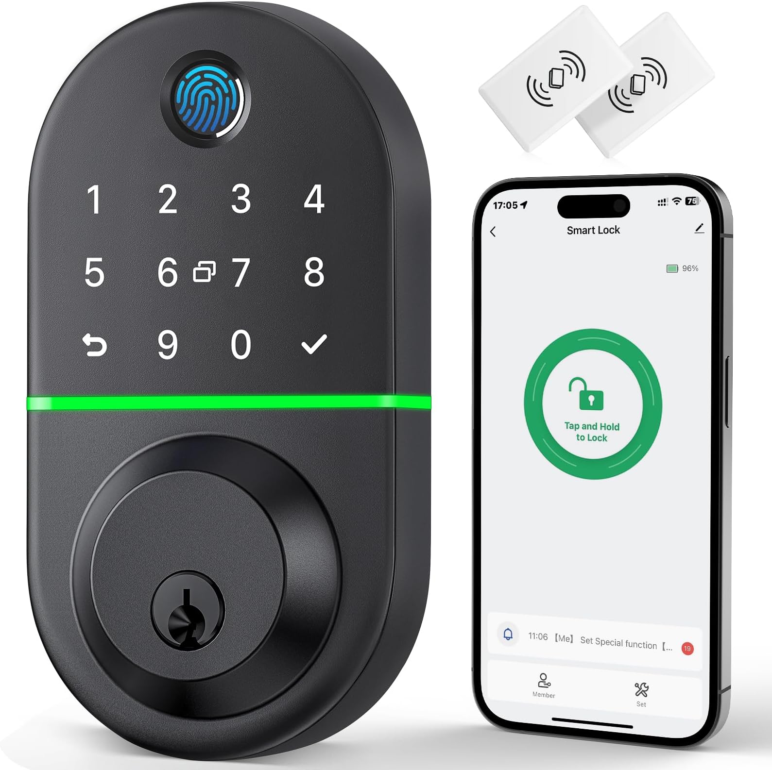 Fingerprint Door Lock, Yosimika Keyless Entry Door Lock with Handle ...