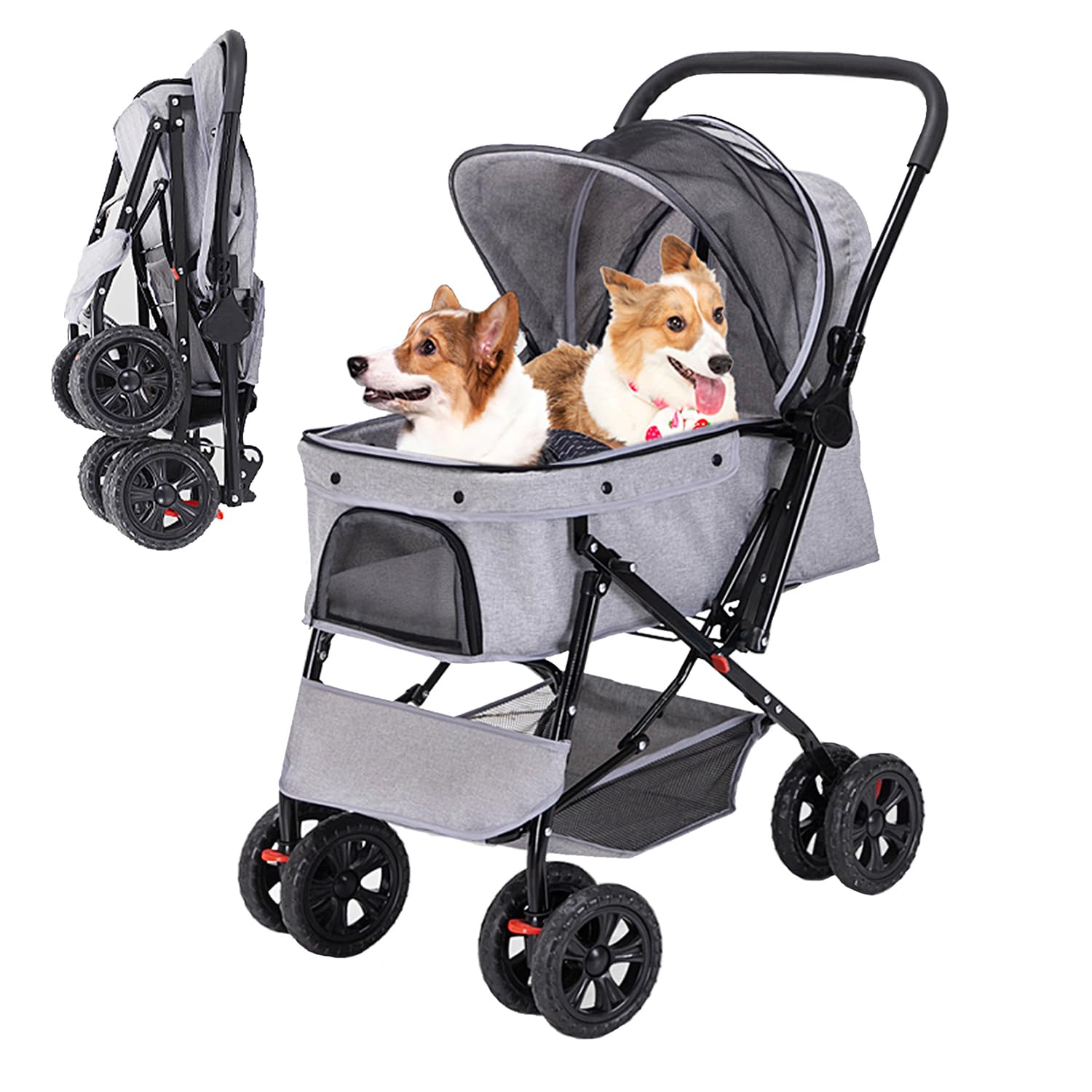 Amazon.com: Pet Strollers for Small Medium Dogs & Cats with Reversible ...