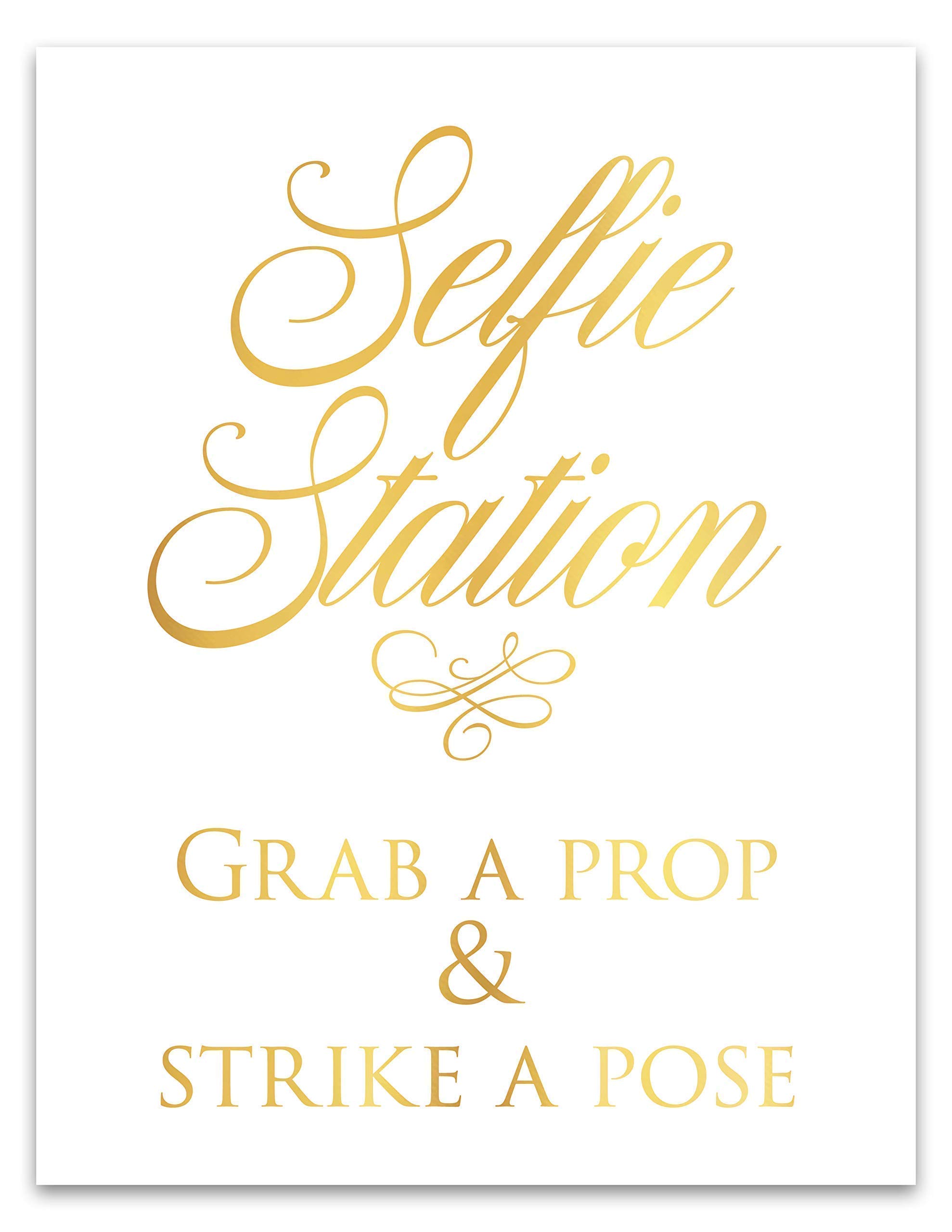 Buy Wedding Photo Booth Signage, Selfie Station Sign in Gold Foil Party ...