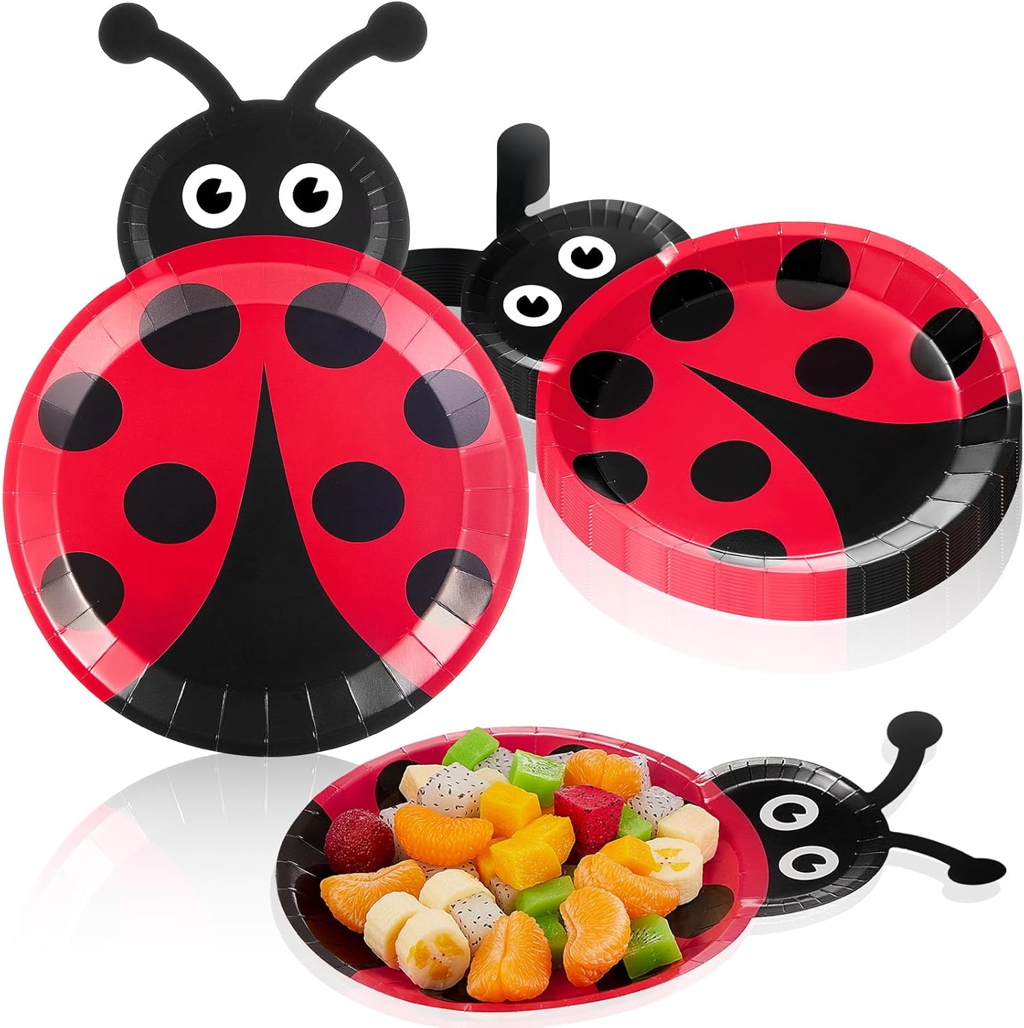 Amazon.com: meekoo 24 Pcs Ladybug Plates Party Paper Plates Ladybug ...