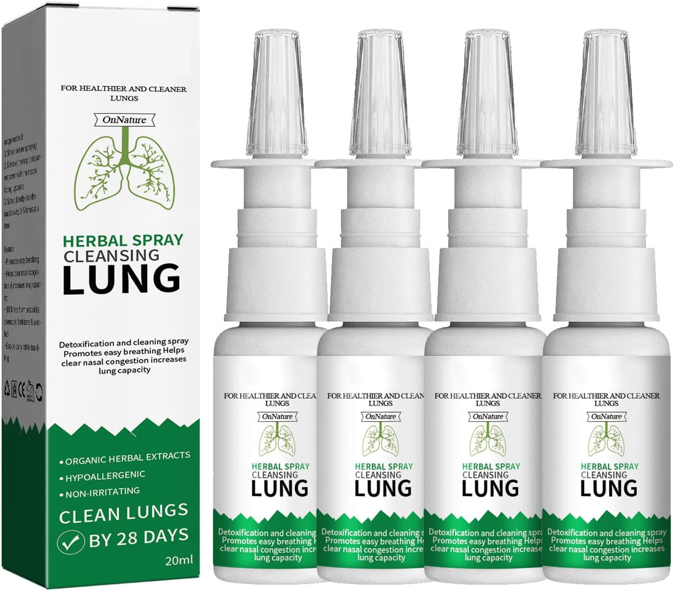 OnNature Organic Herbal Lung Cleanse & Repair Nasal Spray Pro, Herbal ...