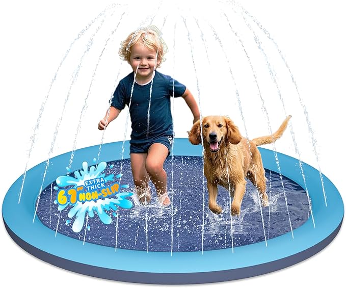 Amazon.com: 67" Non-Slip Dog Splash Pad Heavy Duty, Outdoor Sprinkler ...