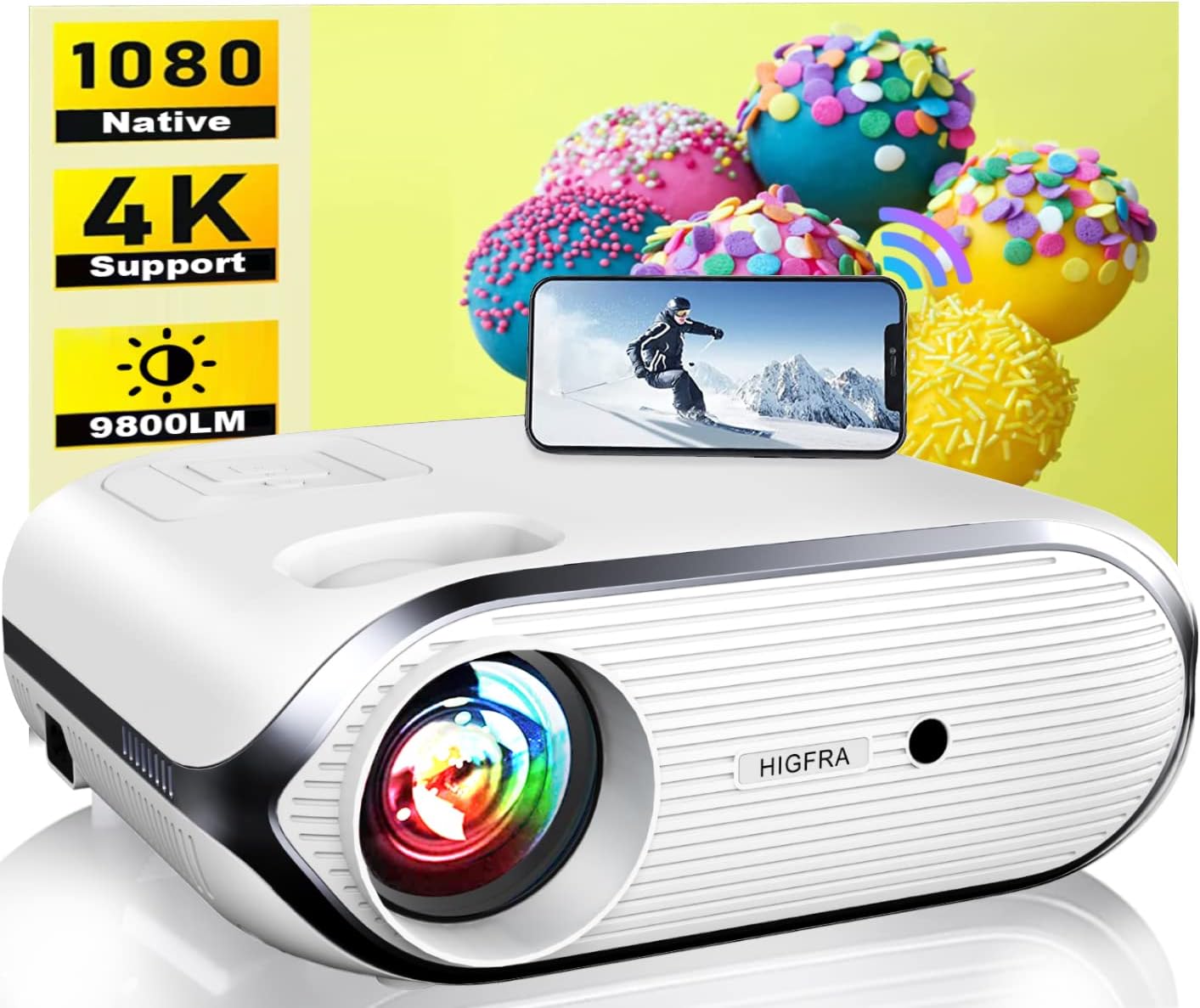 Amazon.com: Projector with 5G WiFi and Bluetooth JIFAR 560 ANSI 16000L ...