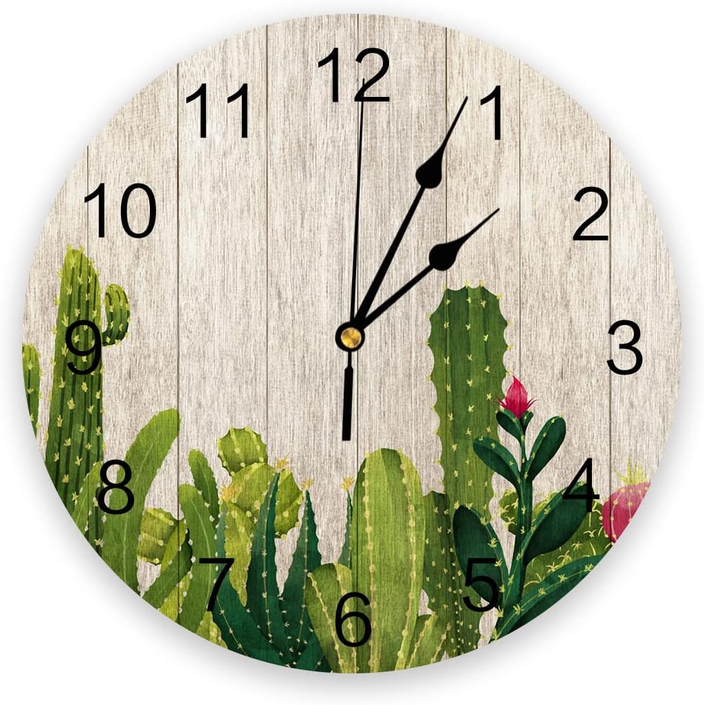 Amazon.com: COLORSUM Wall Clocks Battery Operated Cactus Succulent ...