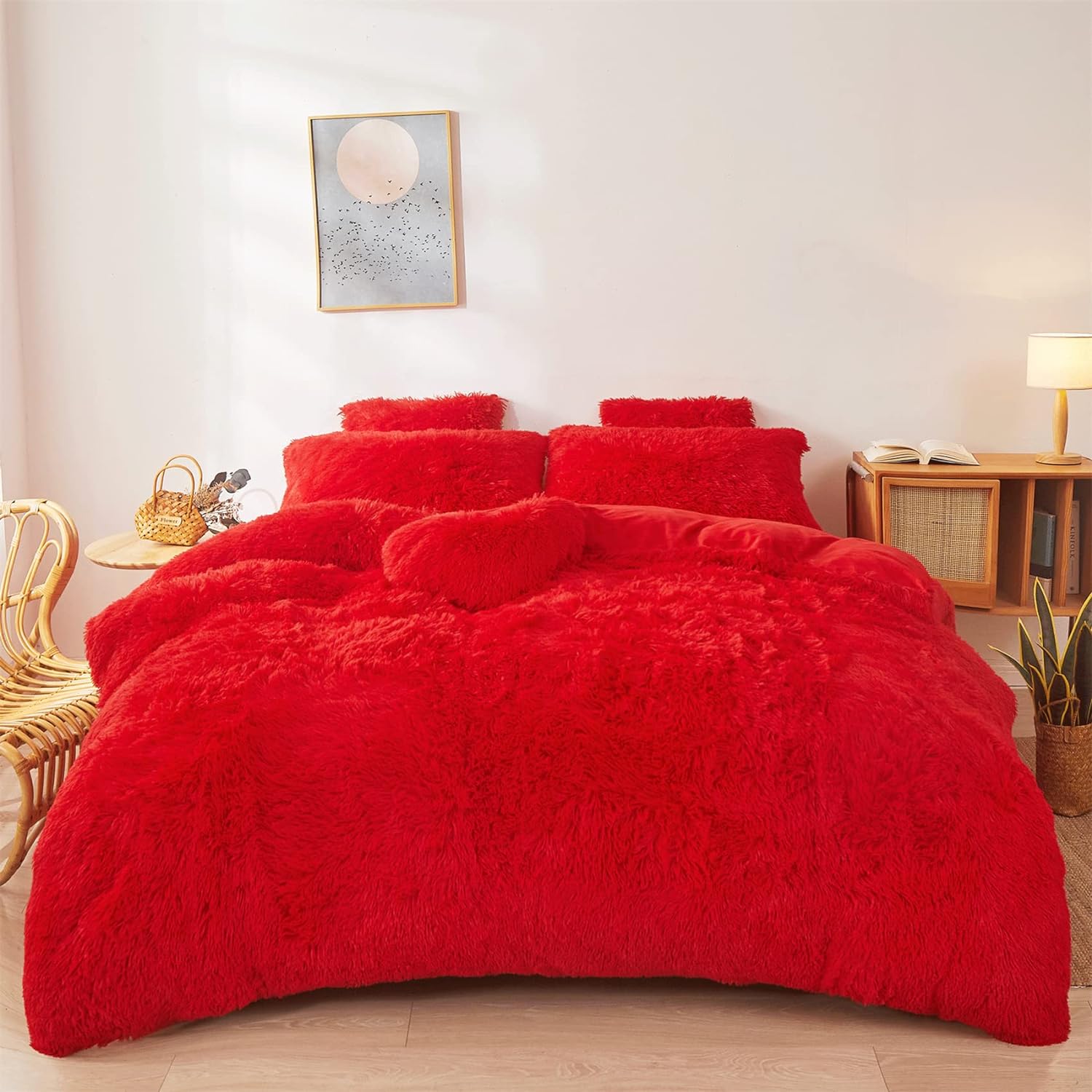 Amazon.com: Fluffy Red comforters Cover Twin Size - Ultra Soft Plush ...