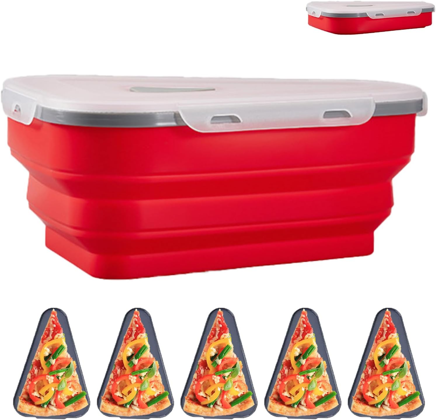 Pizza Storage Containers with Lids, Pizza Container with 5 Microwavable ...
