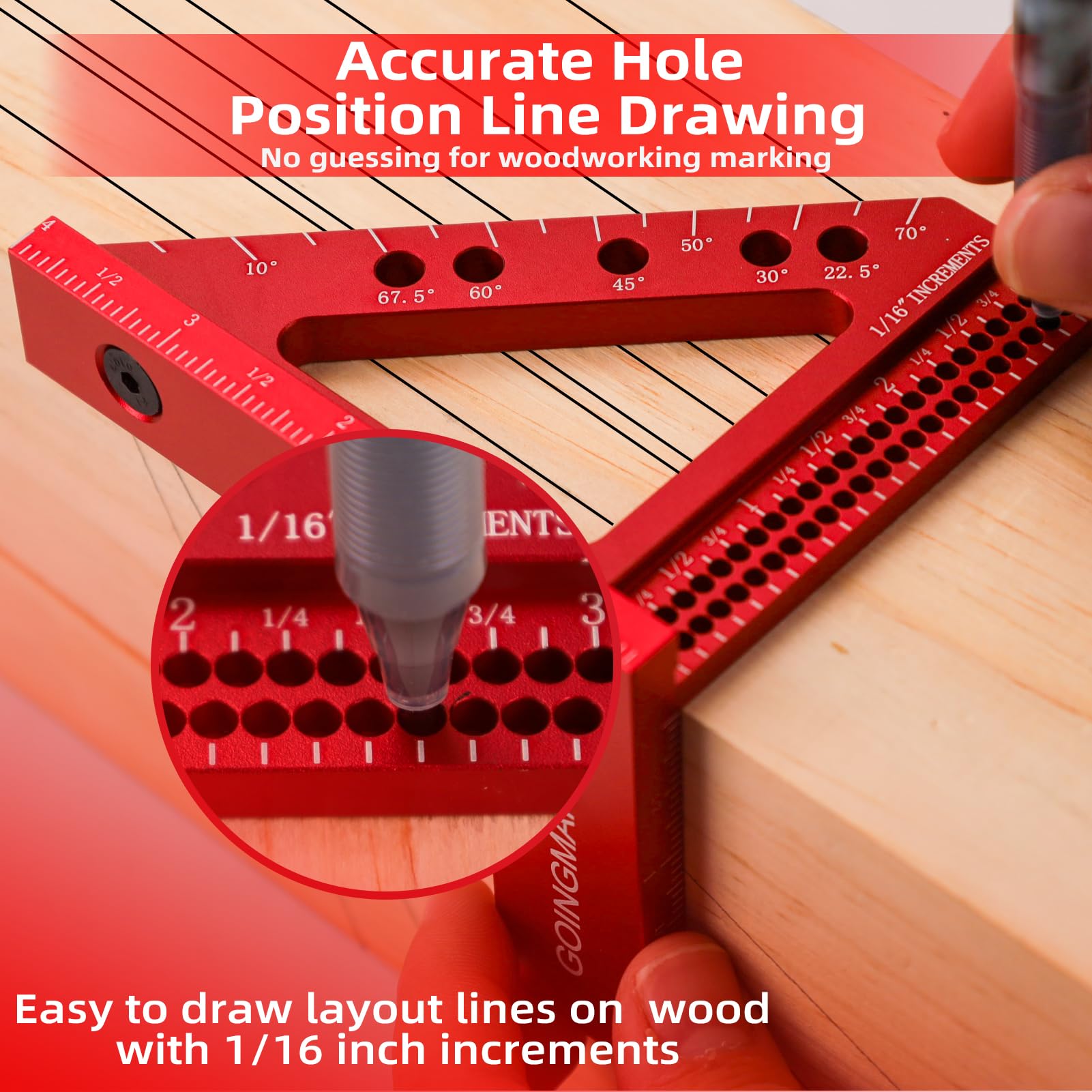 Snapklik.com : GOINGMAKE 3D Multi Carpenter Square Hole Scribing Ruler ...