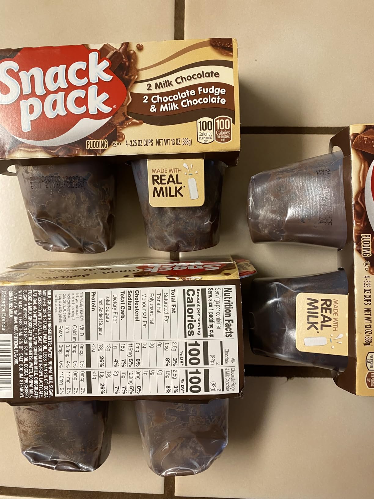 Amazon.com : Snack Pack Milk Chocolate and Chocolate Fudge/Milk ...