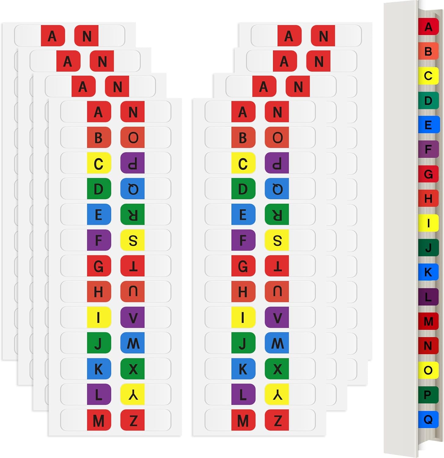 Amazon.com : Index Tabs A-Z, 208 PCS Colorful Letter Labels, 8 Sheets ...
