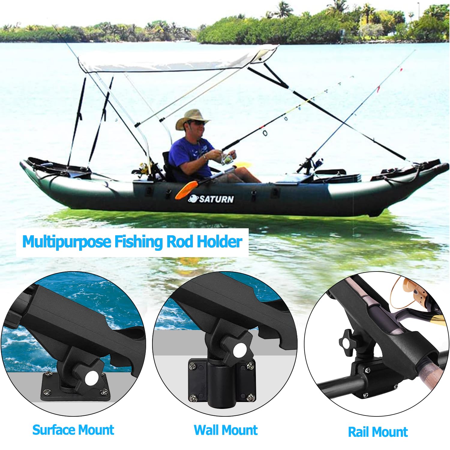 Snapklik.com : LBW Boat Fishing Rod Holder Clamp On Rod Holder For Rail ...