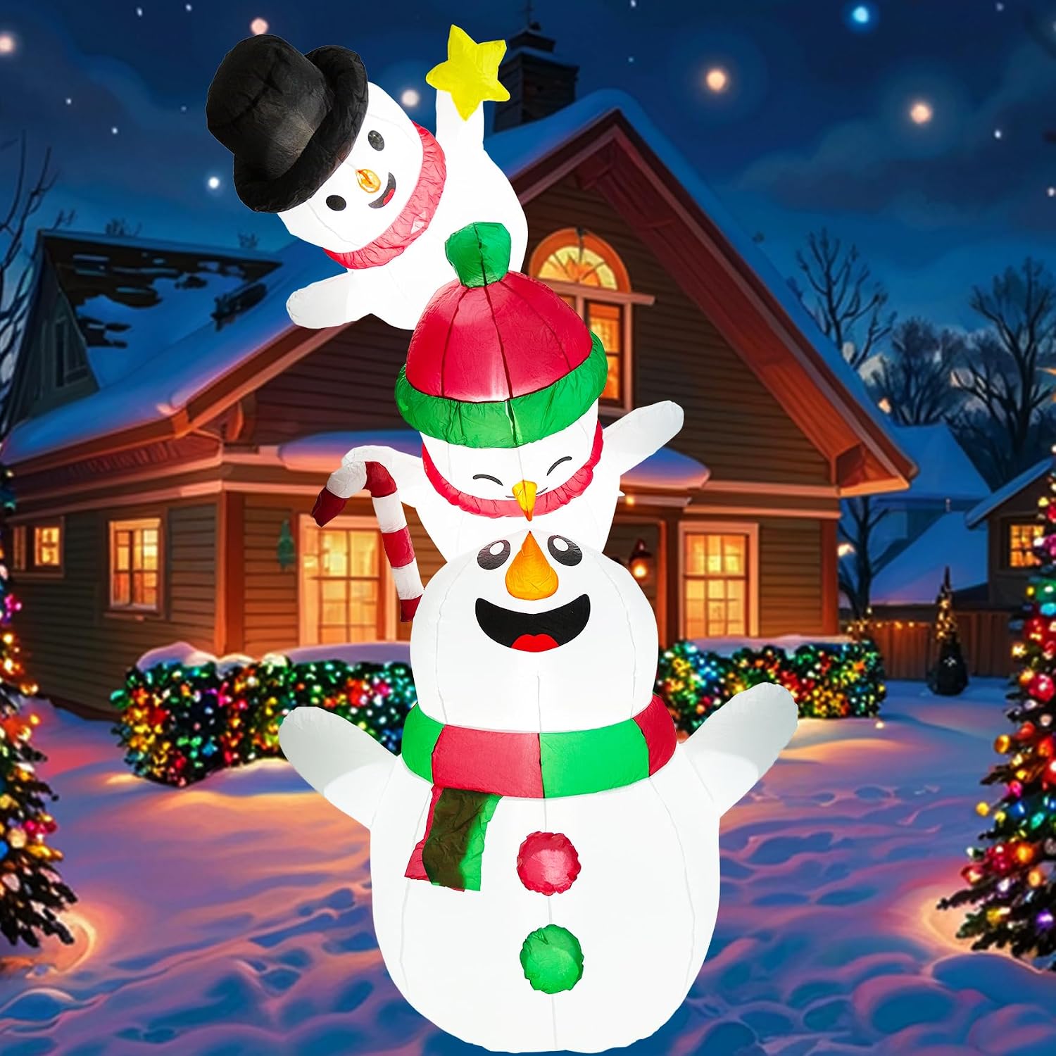 Amazon.com: 8FT Christmas Inflatable Snowman Yard Decoration, Lighted ...