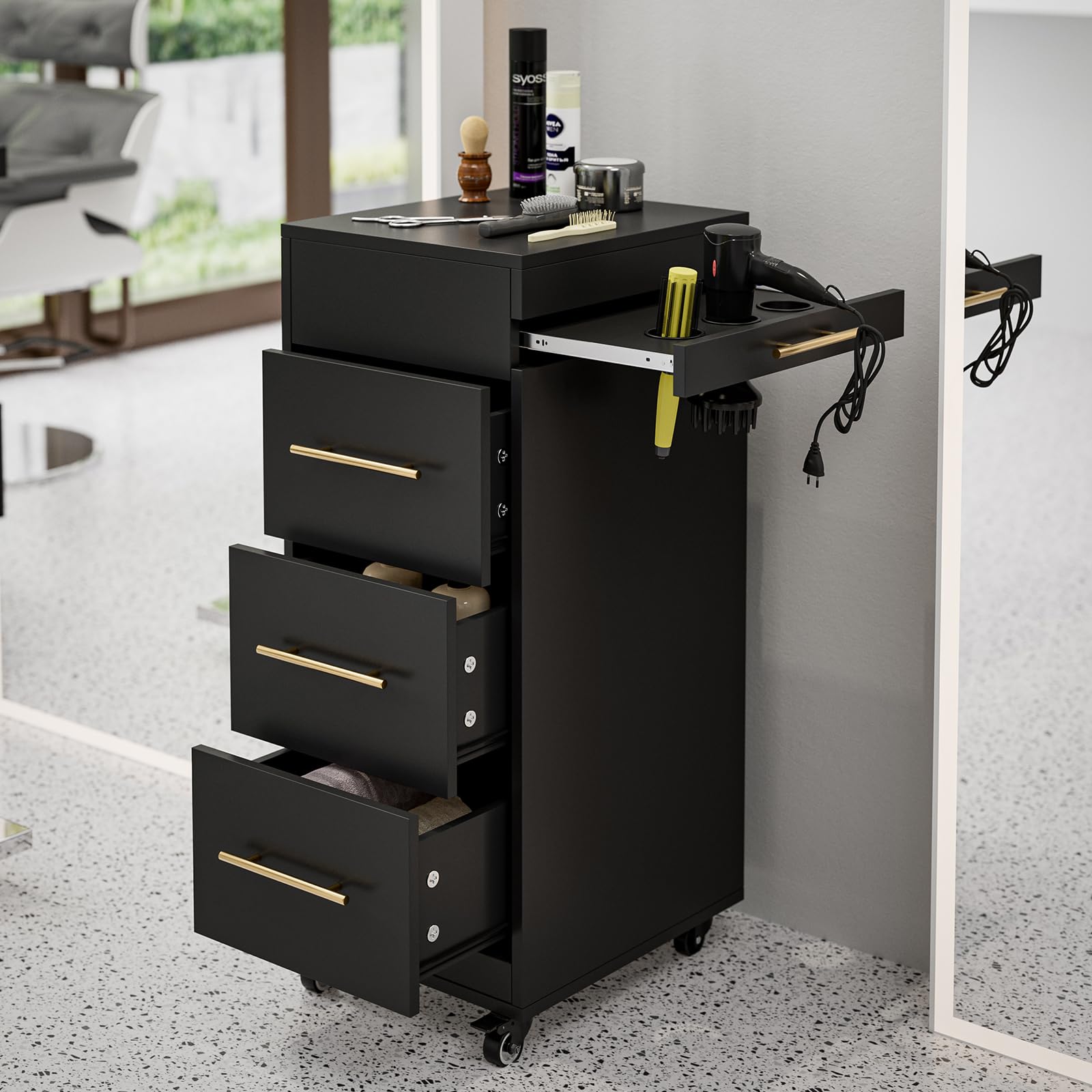 Amazon.com: Paddie Salon Trolley Cart with Lockable Wheels, Rolling ...