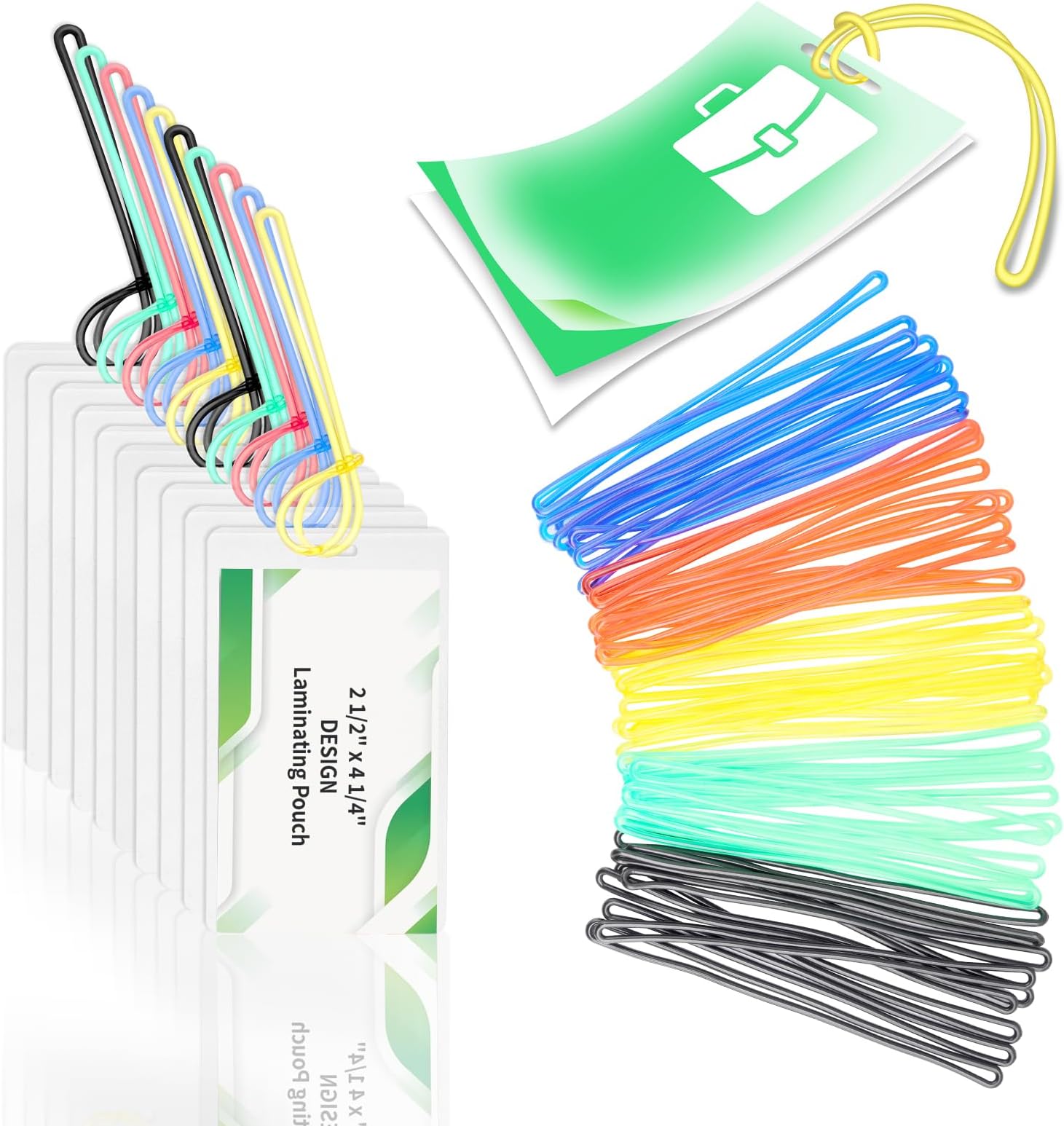 Amazon.com : 100 Pack 5 Mil Laminating Pouch with Colorful Loop 2 1/2 ...