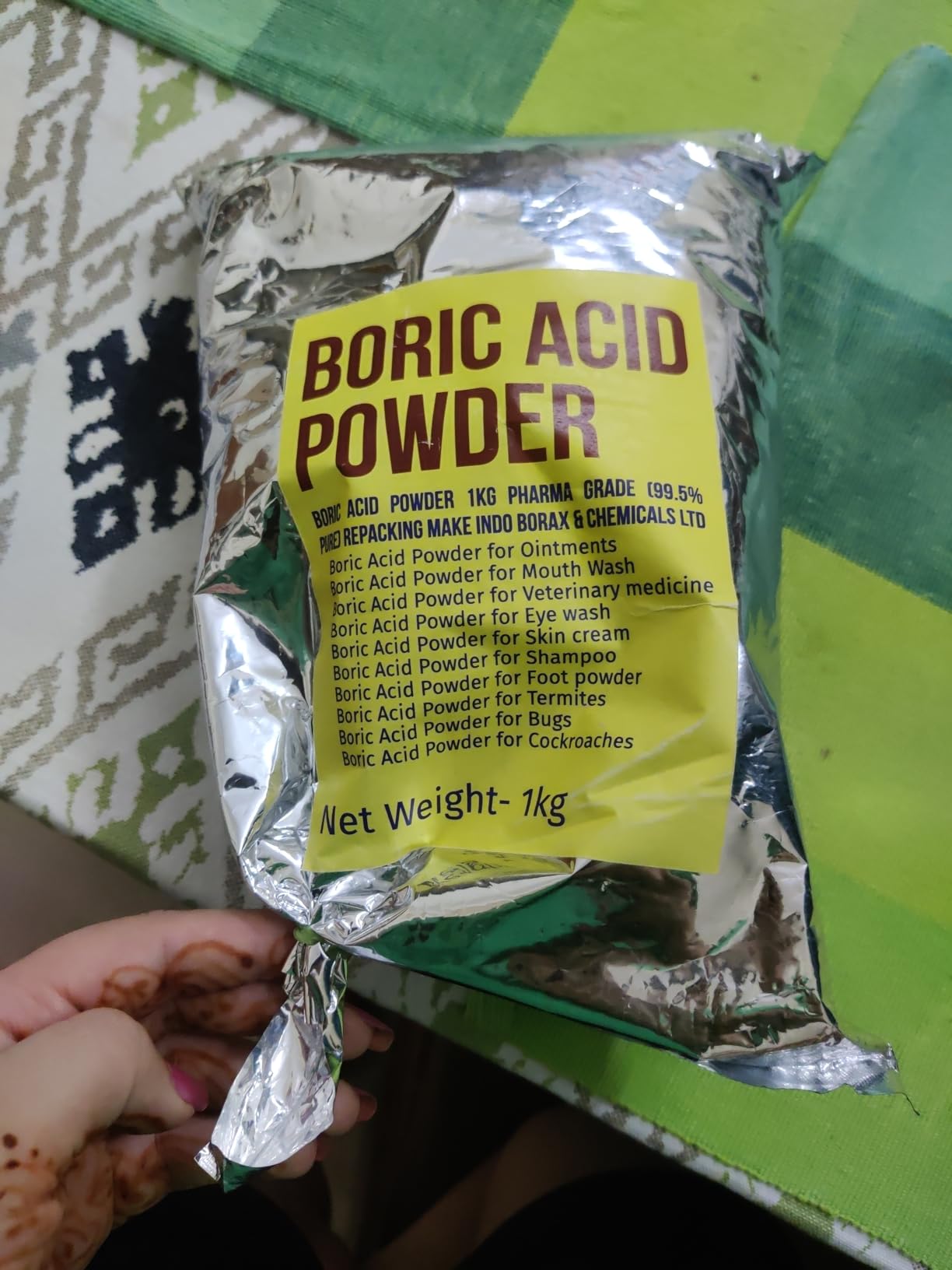 Boric Acid Powder 1kg Pharma Grade (99.5% Pure) Repacking make INDO ...
