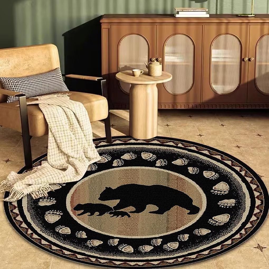 Amazon.com: Soyalie Round Cabin Bear Rug 3ft for Hallway Bathroom Under ...
