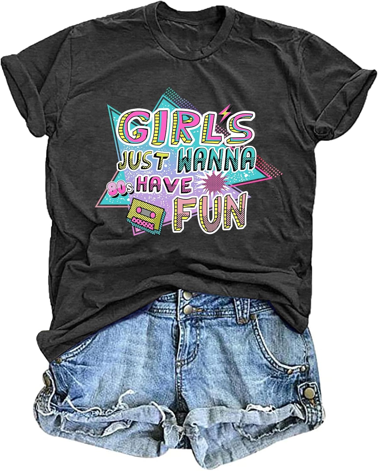 Zylkor 80s Shirts for Women Retro 1980s Party Tees 80s' Disco Music ...