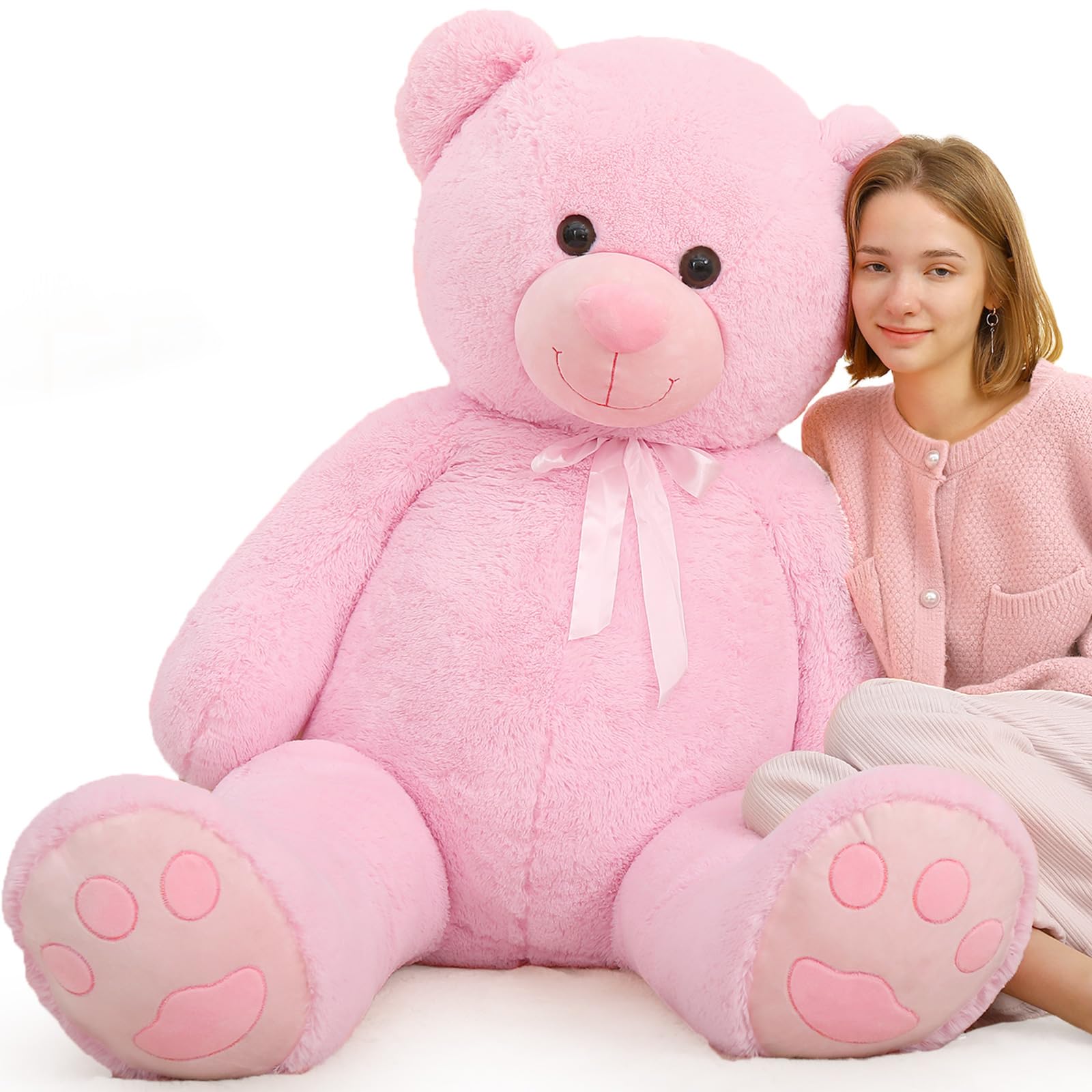 Amazon.com: Tezituor Giant Teddy Bear 5 Feet Tall - Pink Life Size ...