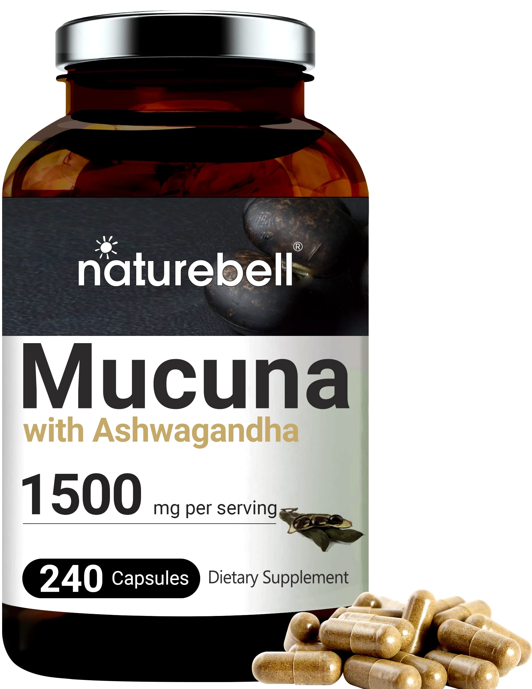 Mucuna Pruriens Capsules, Triple Strength 1500mg Per Serving, 2 in 1 ...