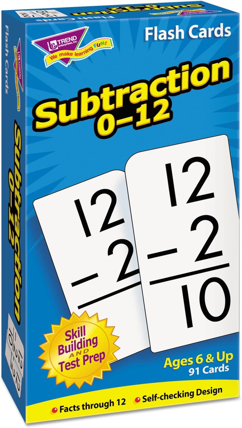 Amazon.com: Trend Enterprises: Subtraction 0-12 Skill Drill Flash Cards ...