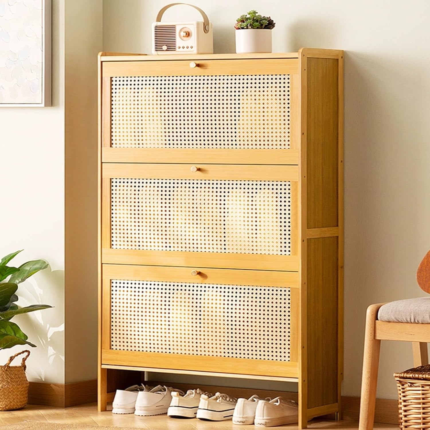 Amazon.com: Modern freestanding shoe cabinet, Cabinet with Flip Drawers ...