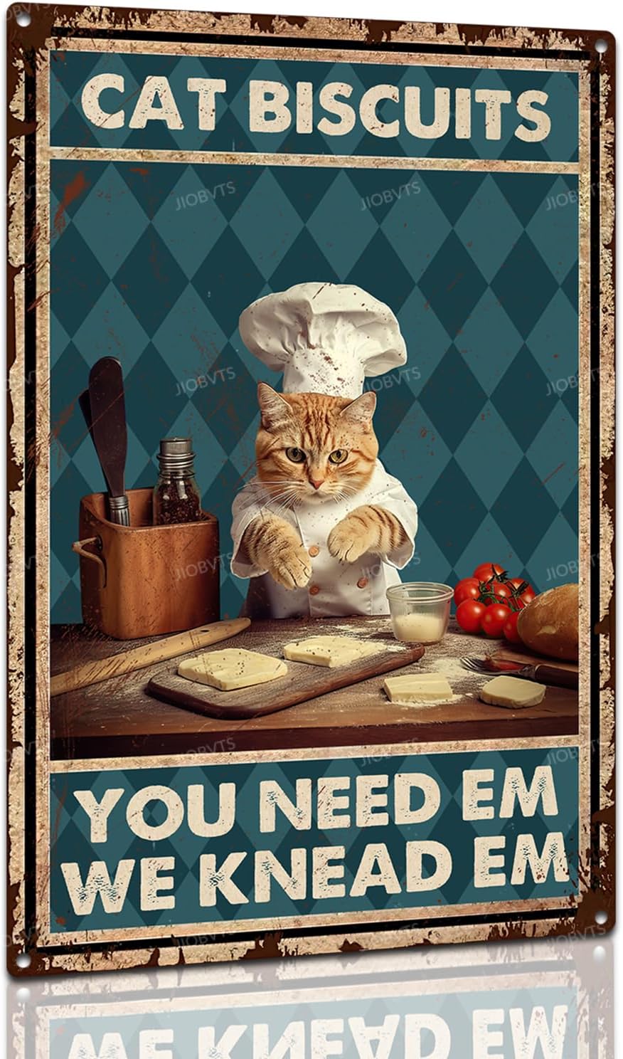 Amazon.com: Vintage Kitty Biscuits Metal Sign - Whimsical Cat Decor for ...