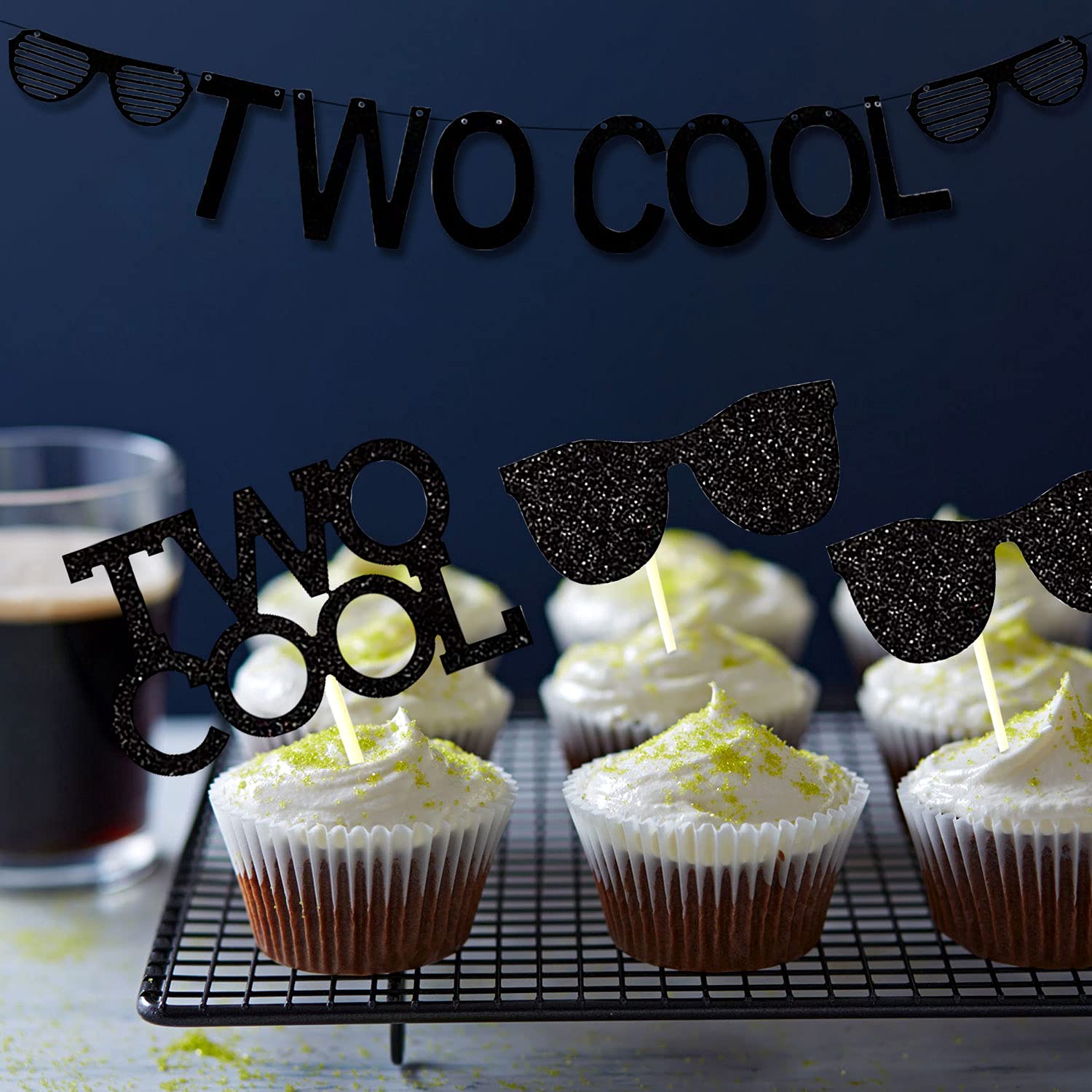 Snapklik.com : Set Of 25 Two Cool Banner Black Glittery Two Cool ...