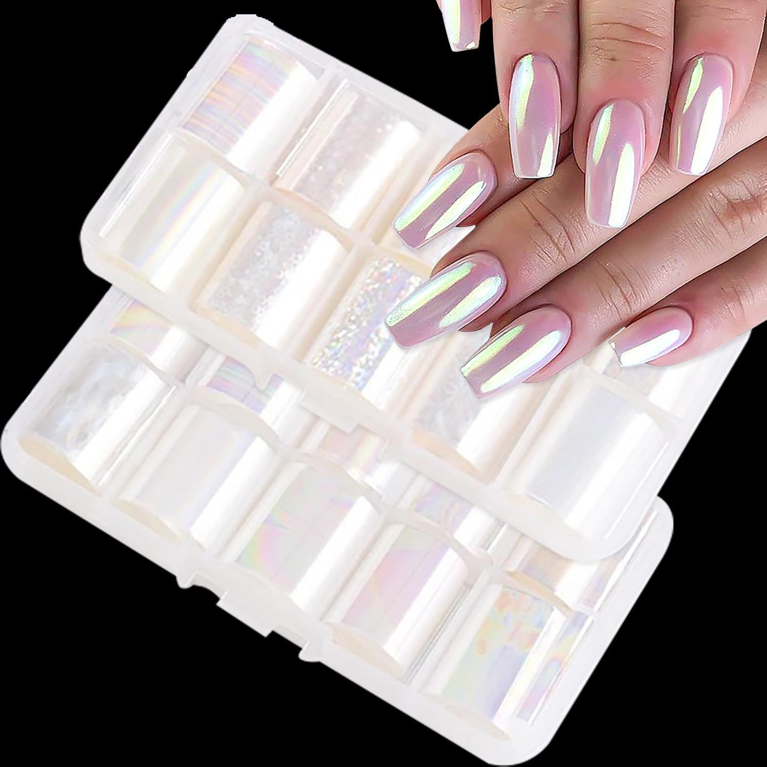 Amazon.com: XEAOHESY 20 Rolls Aurora Transparent Nail Art Foil Transfer ...