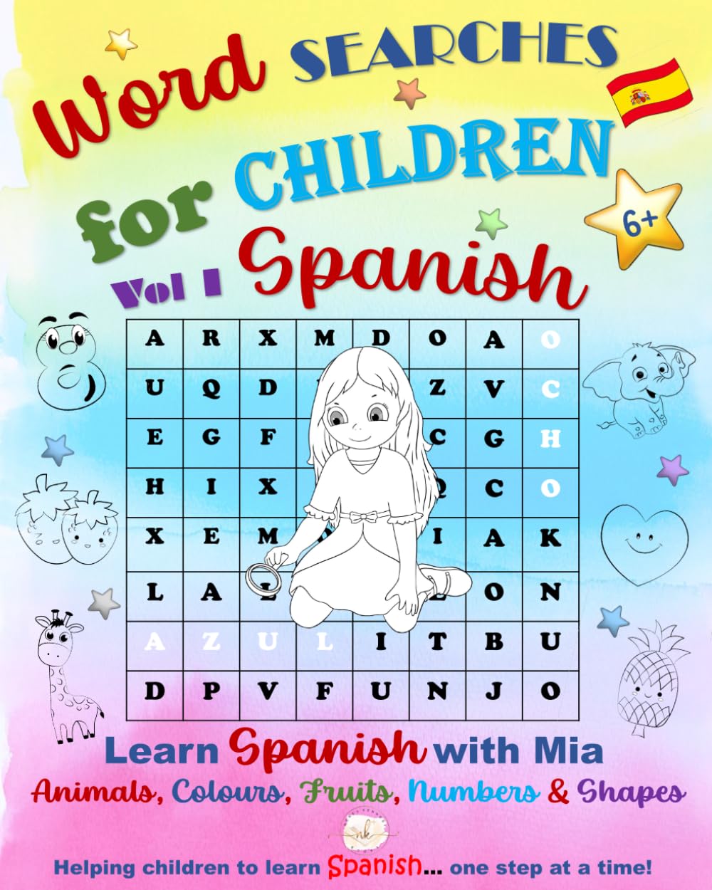 Word Searches for children with Mia ~ Spanish ~ VOL 1: Animals, Colours ...