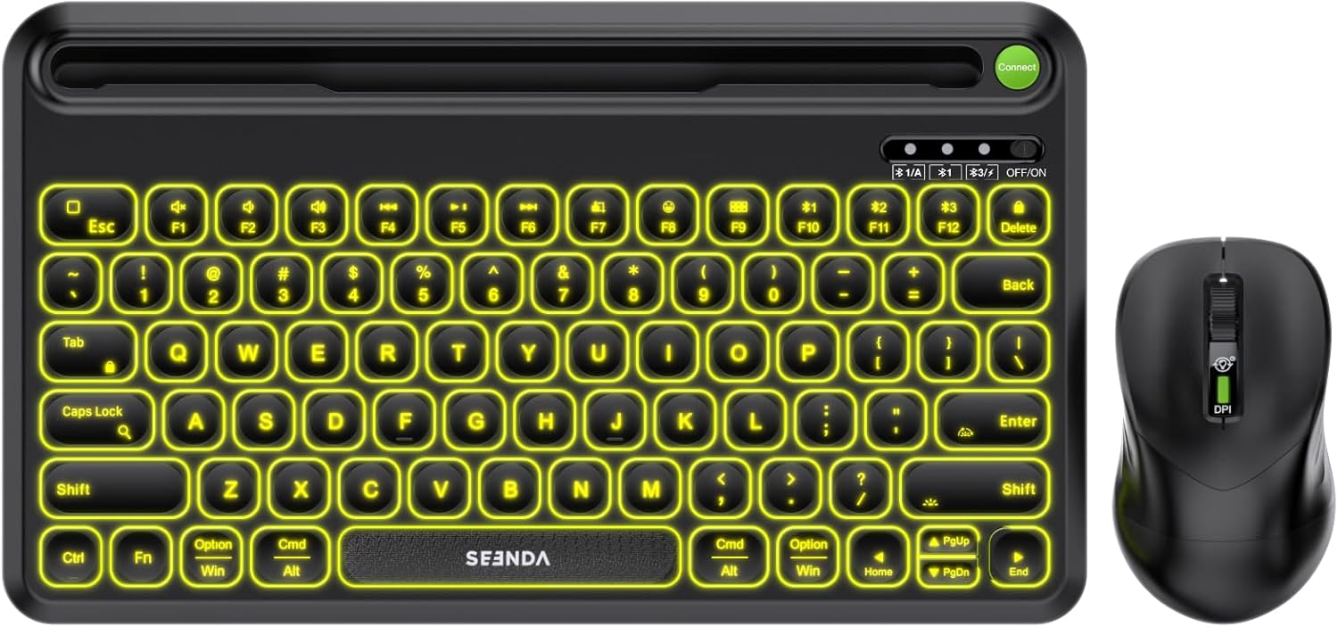 Amazon.com: Seenda Bluetooth Keyboard and Mouse Set, Rechargeable ...