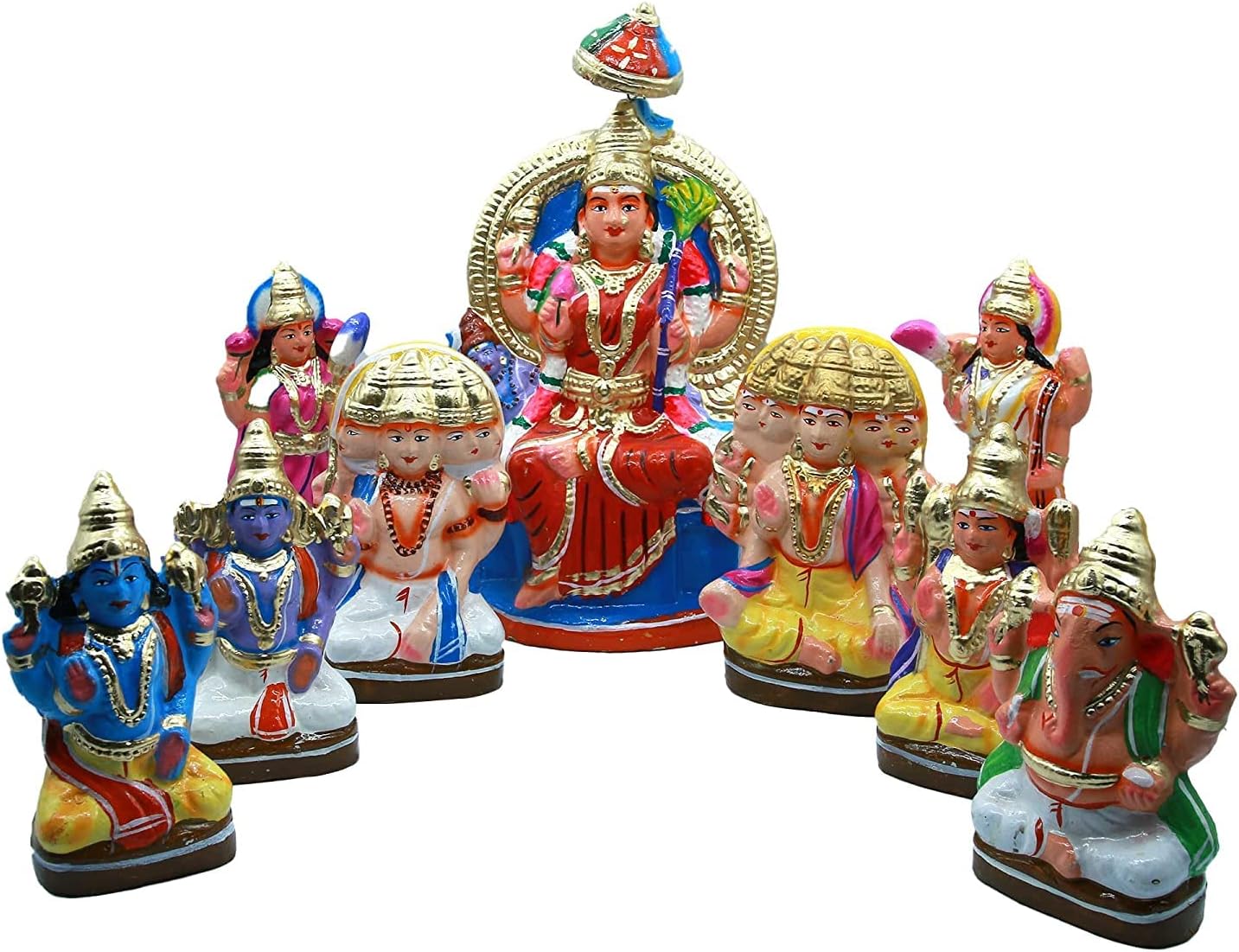 Amazon.com: Krisha Krafts Rajarajeswari Lalitamba Set of 9 Golu Dolls ...