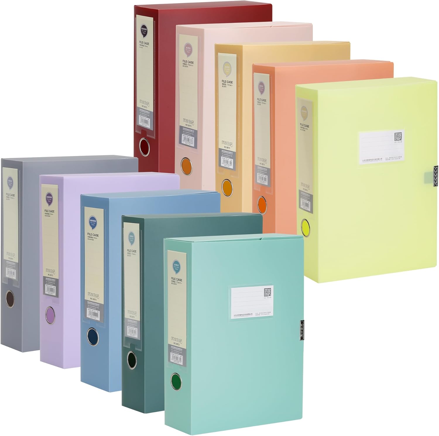 YKUKIZEE 10 Pack Colour A4 Box Files Assorted, 75mm Spine A4 File Box ...