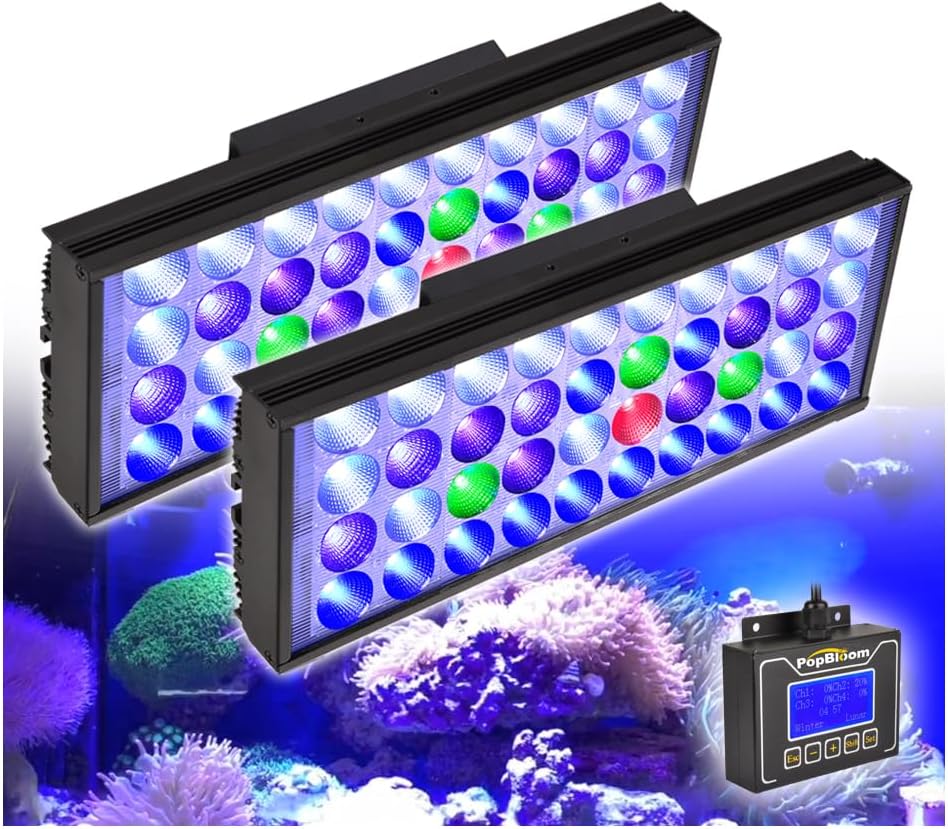 Amazon.com: PopBloom T30 Saltwater Aquarium LED Reef Light, 2 Lights ...