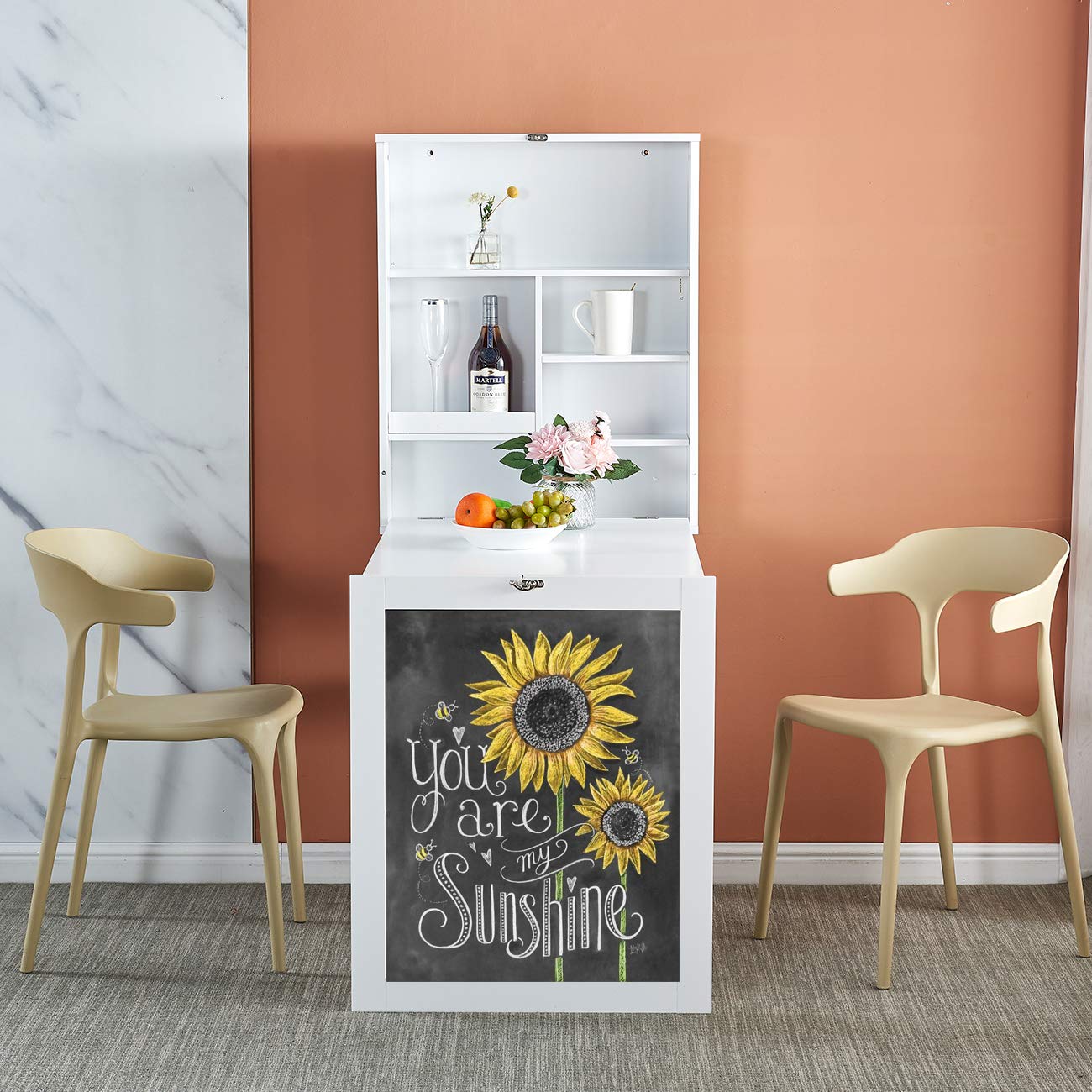 Folding Wall-Mounted Table, Living Room Drop Leaf Table with Storage ...