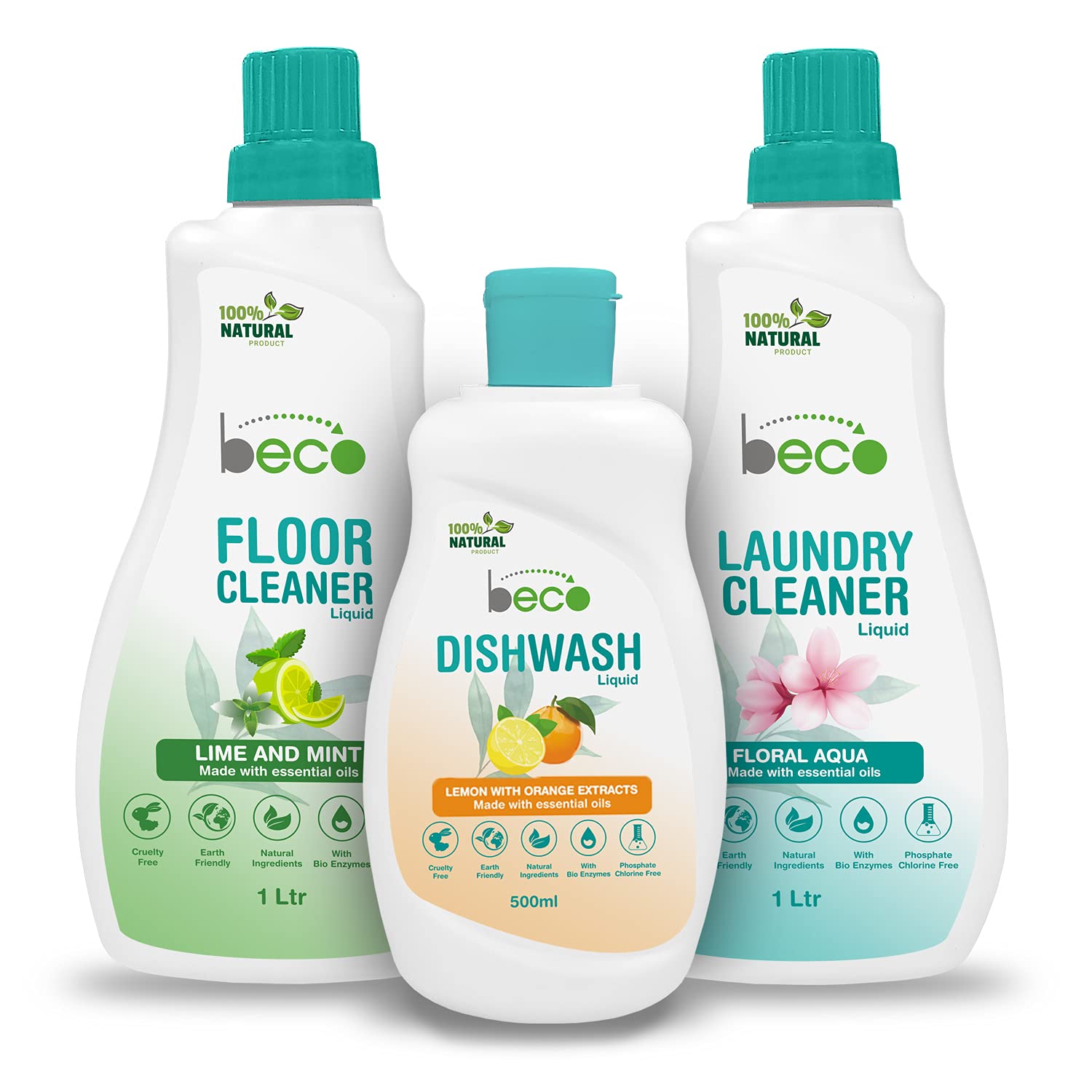 Beco Home Cleaners Starter Combo – 1 Ltr Laundry Liquid, 1 Ltr Floor ...