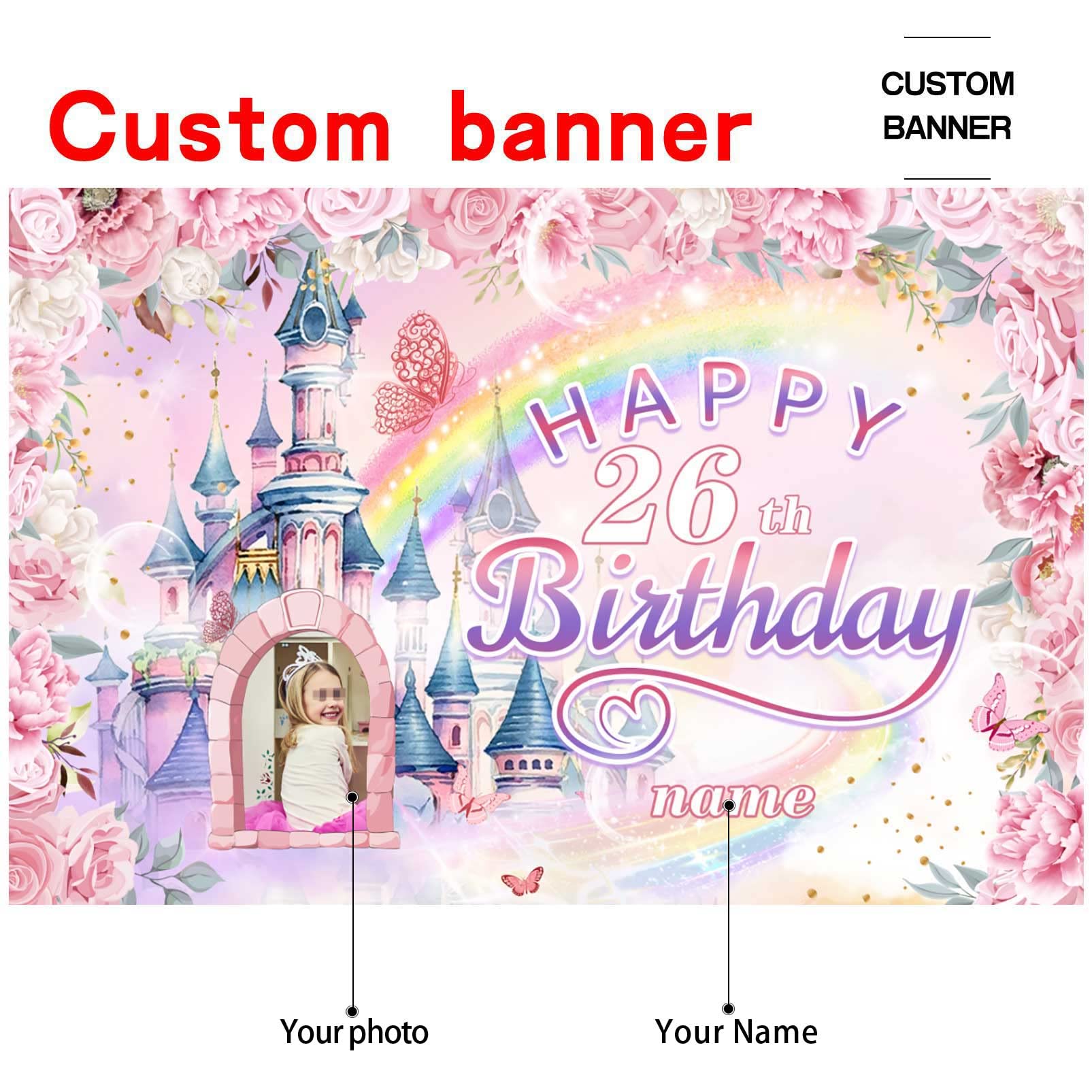 Snapklik.com : Custom Castle And Princess Theme 26th Birthday ...